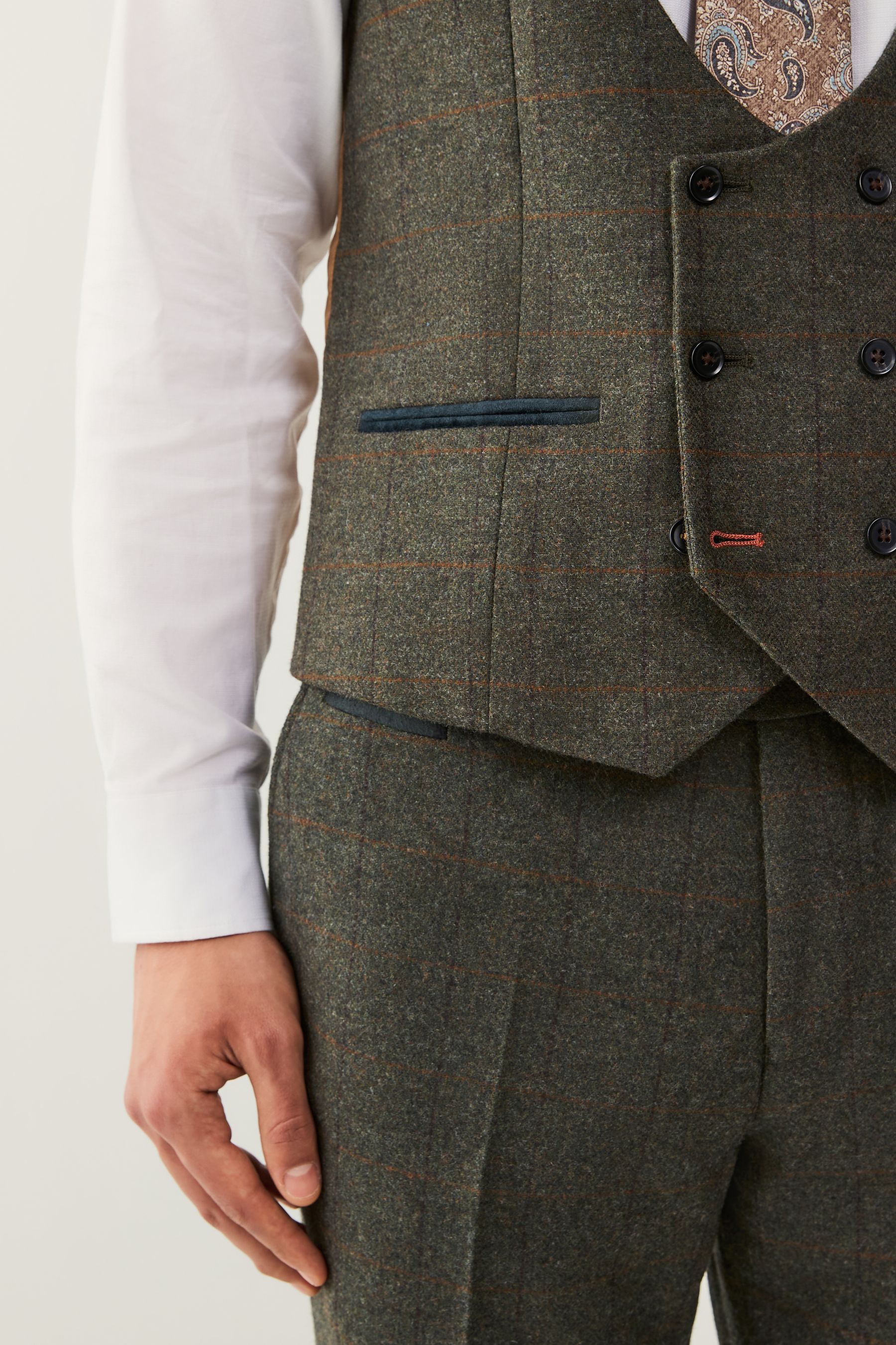 Buy Green Trimmed Check Waistcoat from the Next UK online shop