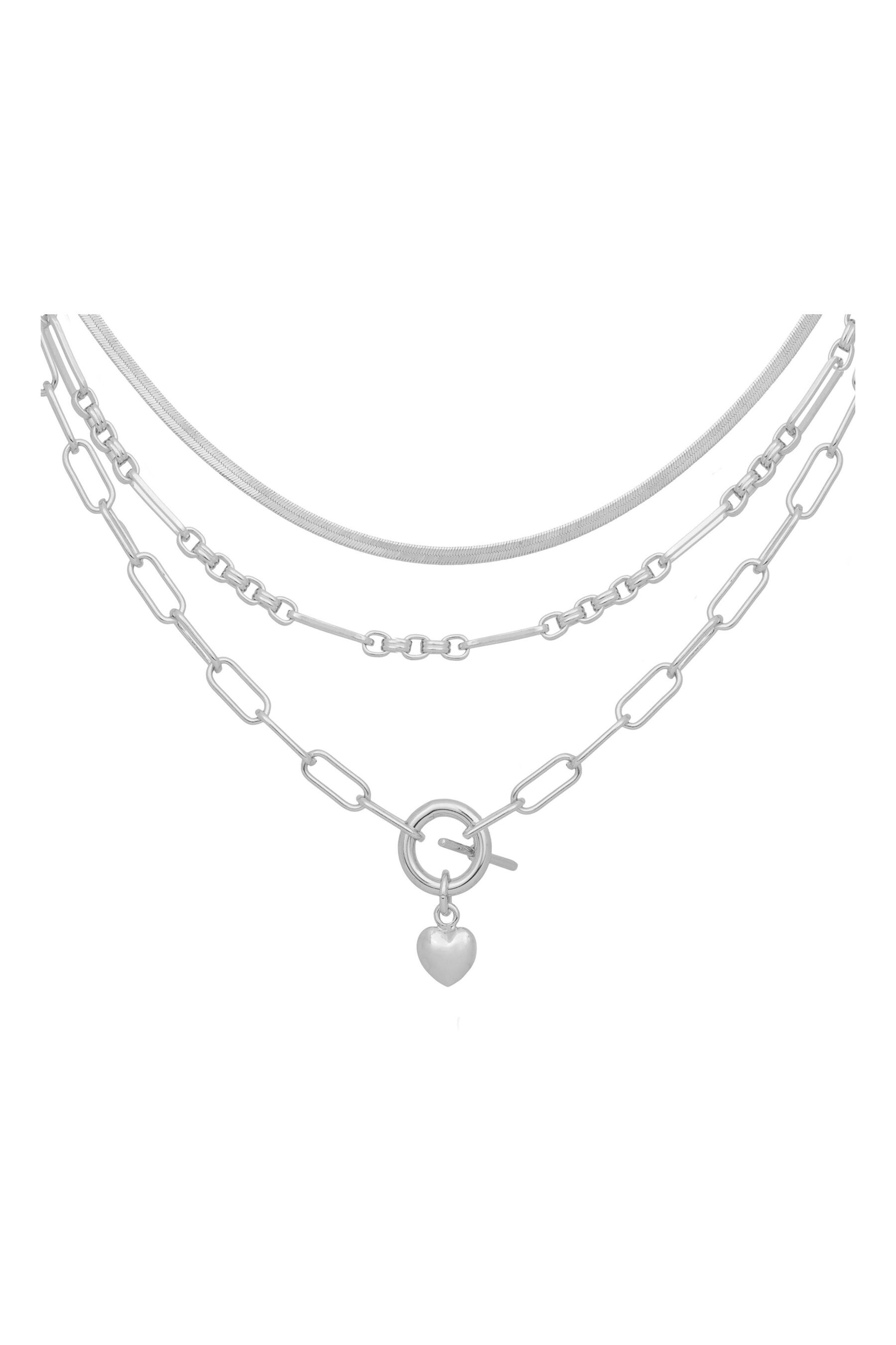 Buy Caramel Jewellery London Silver Tone Chunky Layered T-Bar Necklace ...