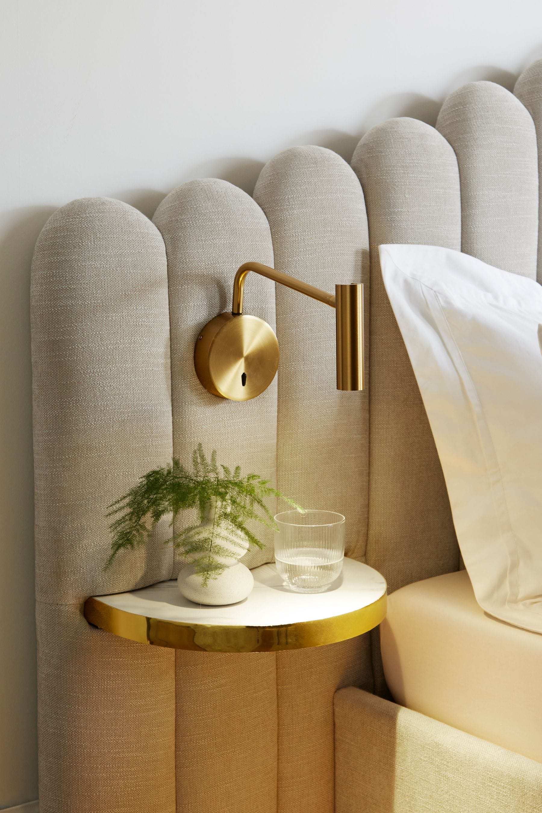 Buy Soft Texture Light Natural Adele Upholstered Hotel Bed Frame with ...