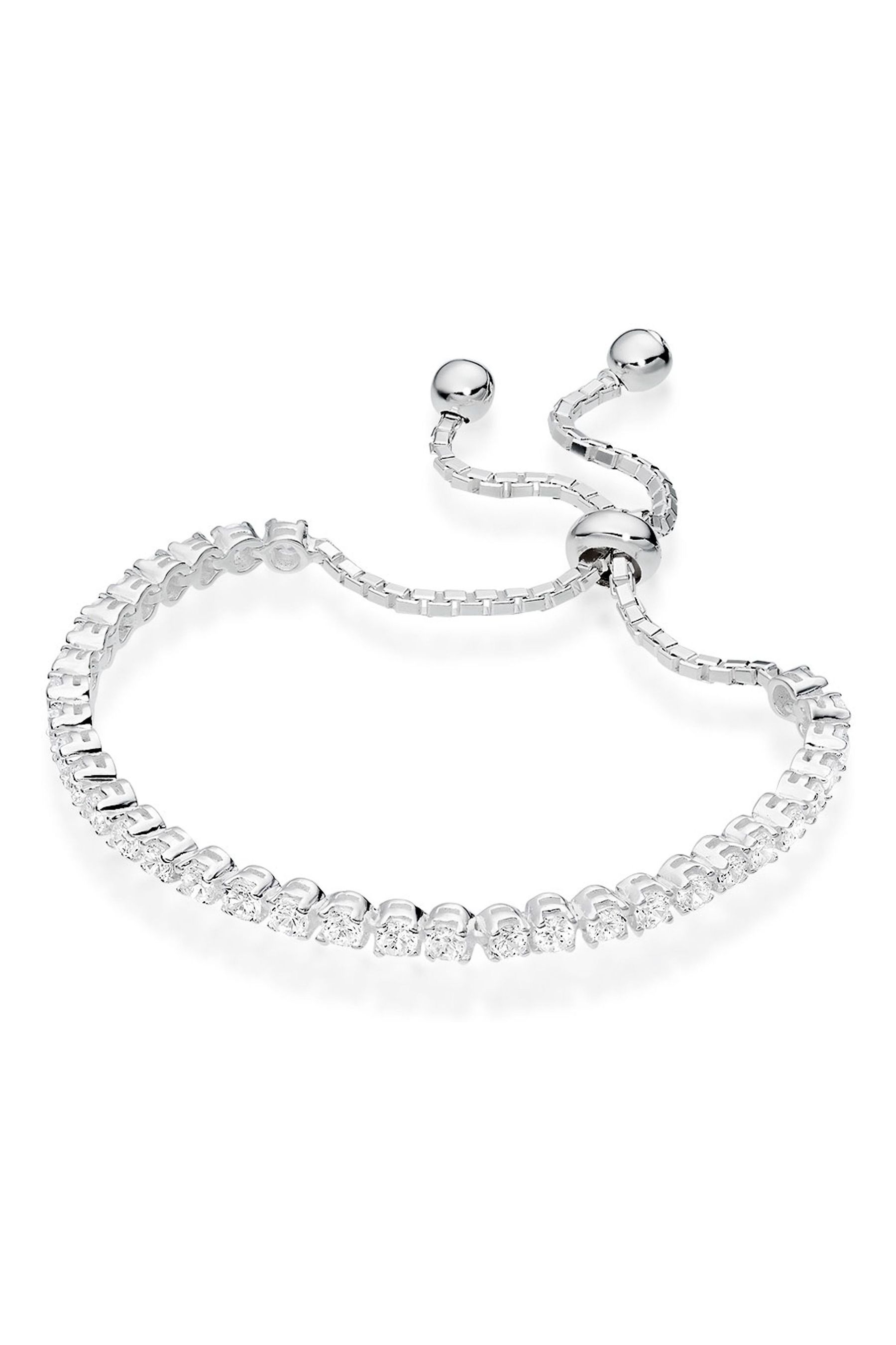 Buy Beaverbrooks Sterling Silver Cubic Zirconia Tennis Slider Bracelet ...