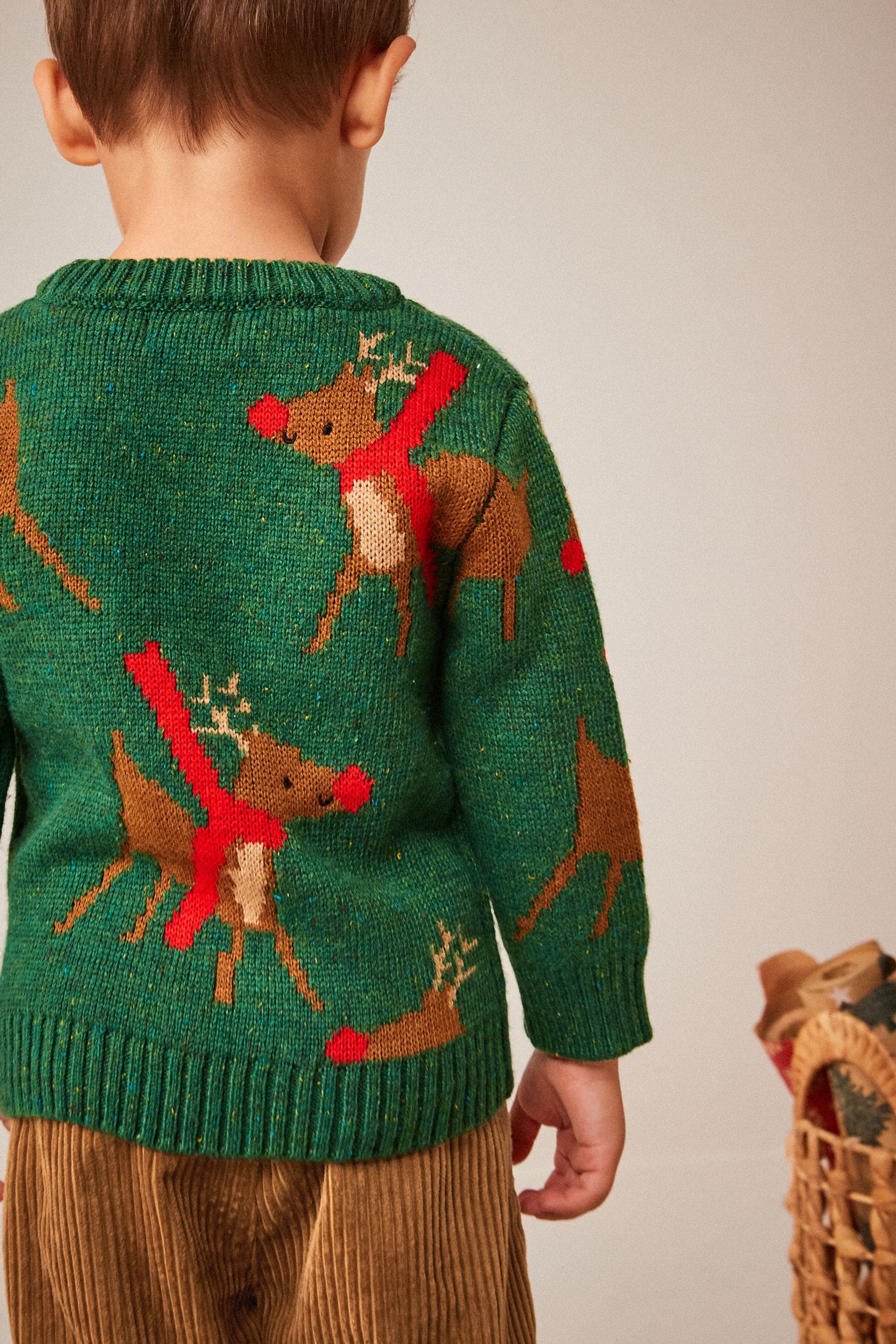 Buy Green Reindeer Knitted Christmas Jumper (3mths-7yrs) from Next Ireland