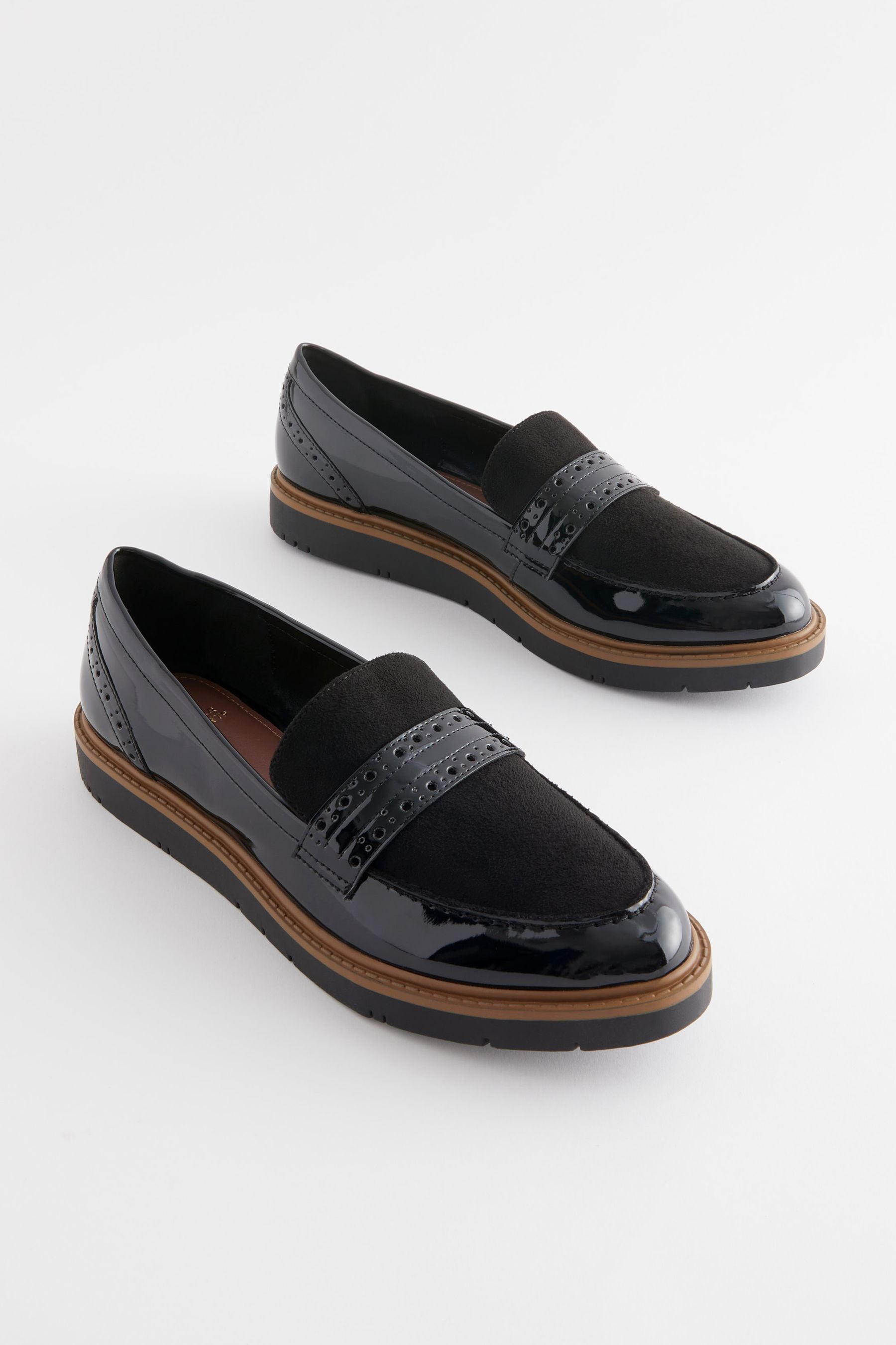 Buy Black Regular/Wide Fit Forever Comfort® Brogue Detail Chunky Sole ...