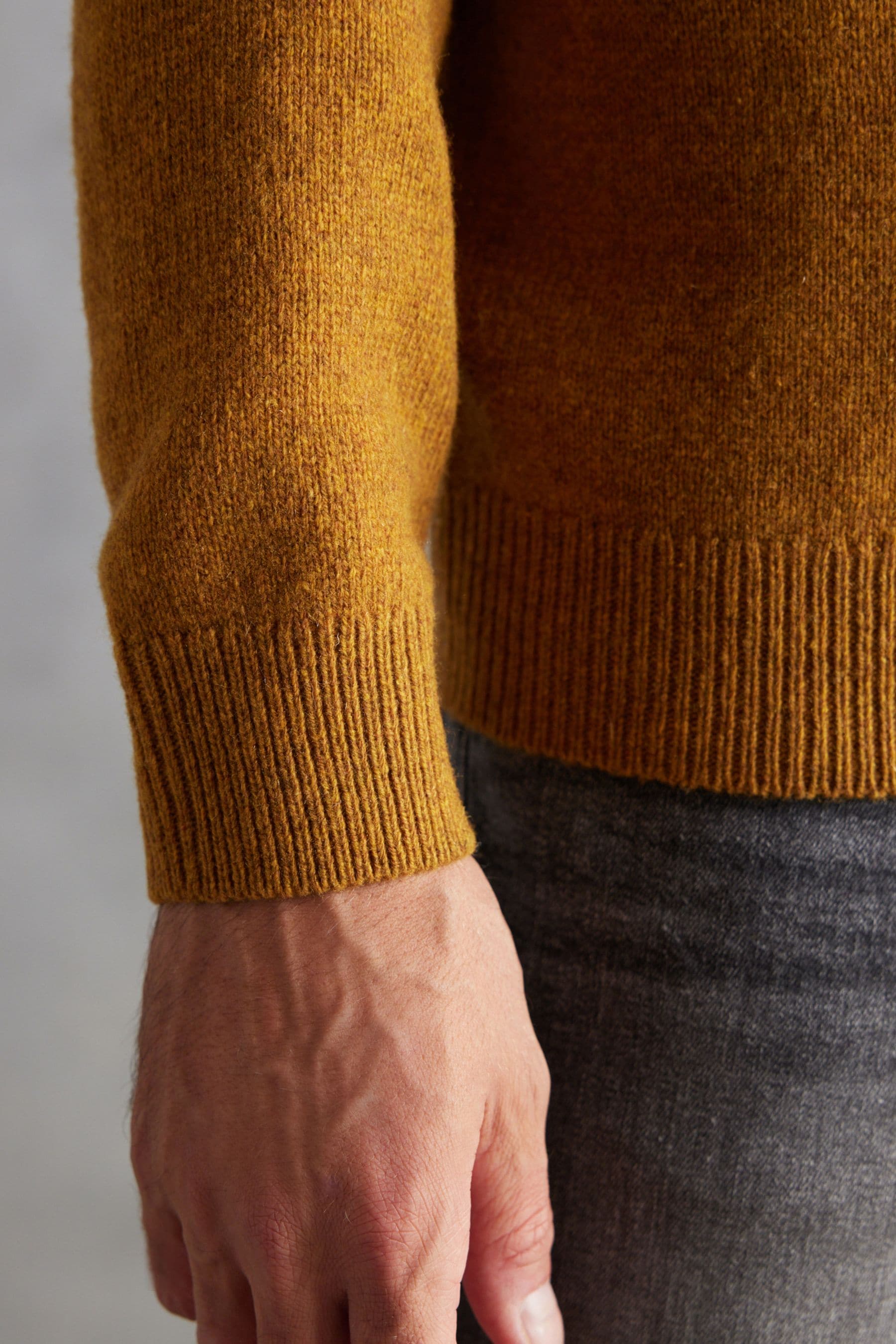 Buy Mustard Yellow Crew Neck Regular Signature Lambswool Jumper from ...