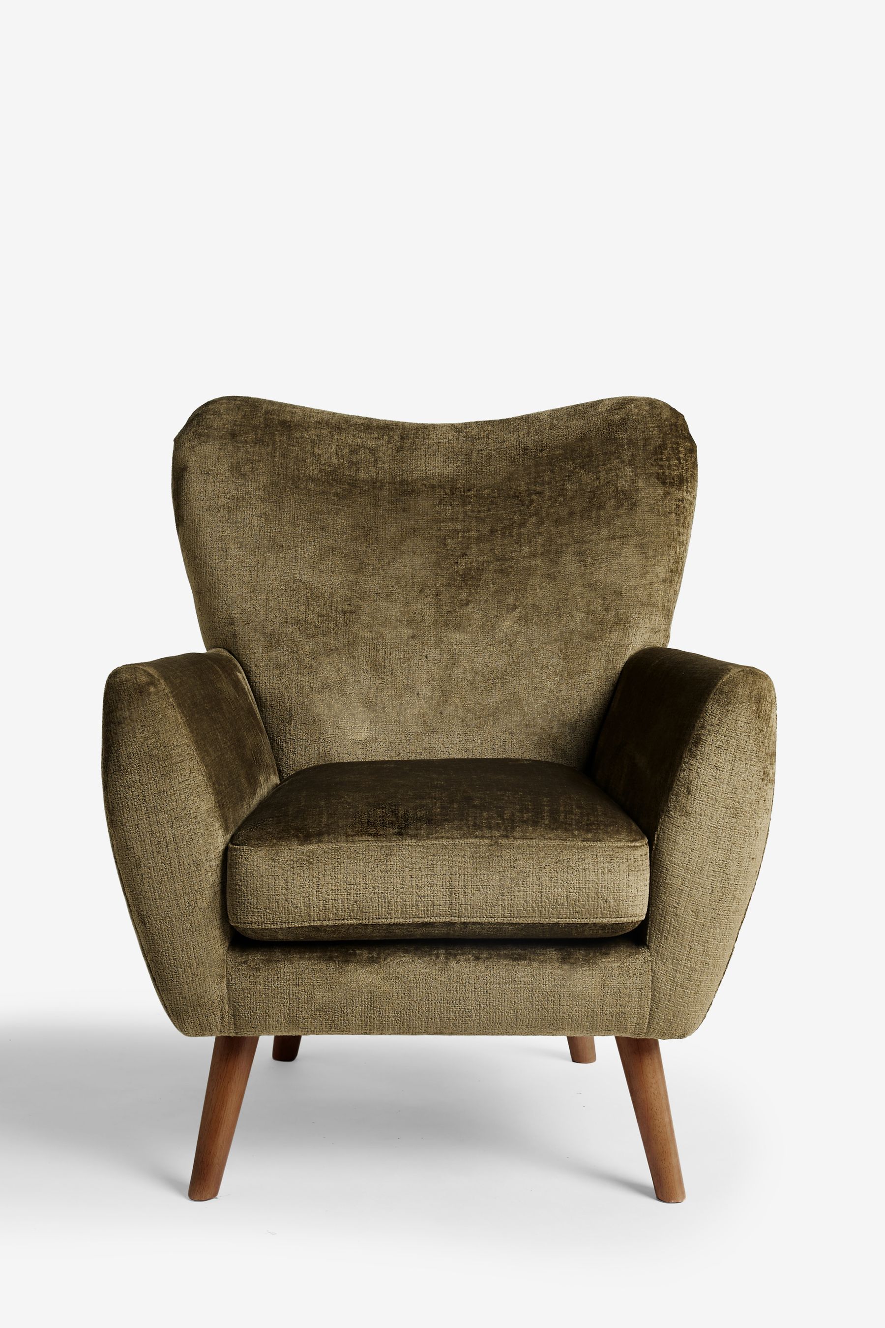 Buy Plush Chenille Moss Green Wilson II Highback Armchair from the Next ...
