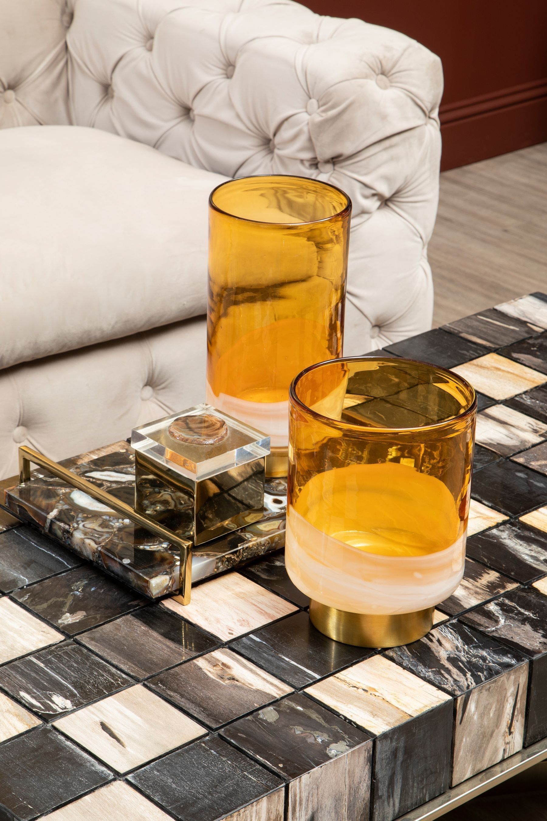 Buy Fifty Five South Cleo Glass Vase with Gold Finishing from the Laura ...