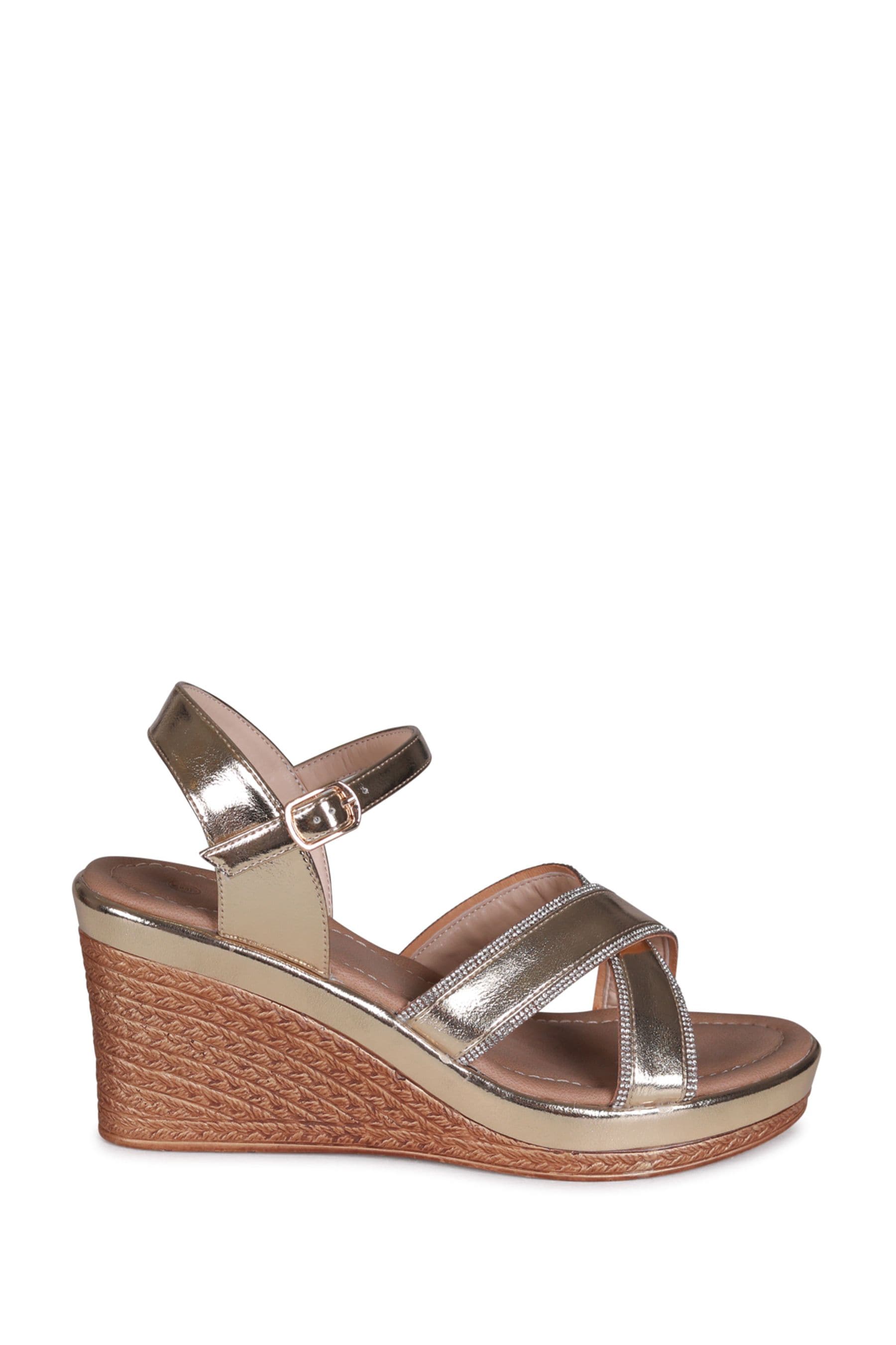 Buy Linzi Joslyn Wedge Espadrille With Cross Front Embellished Straps ...