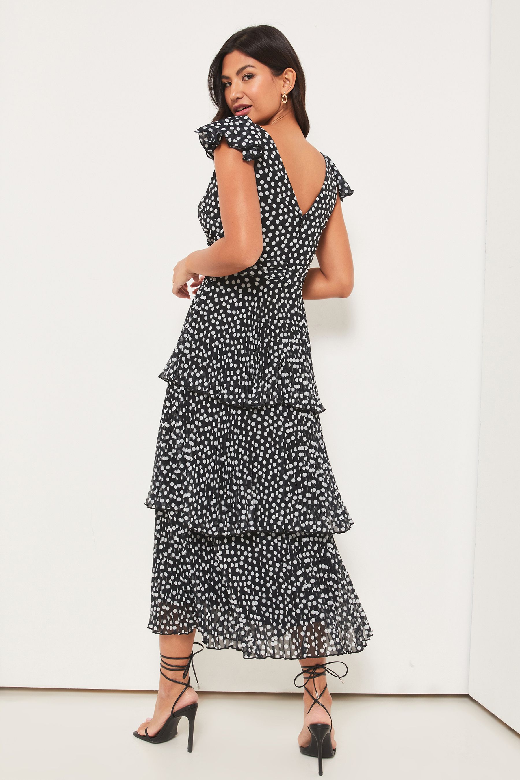 Buy Lipsy Spot V Neck Tiered Midi Dress from Next Ireland
