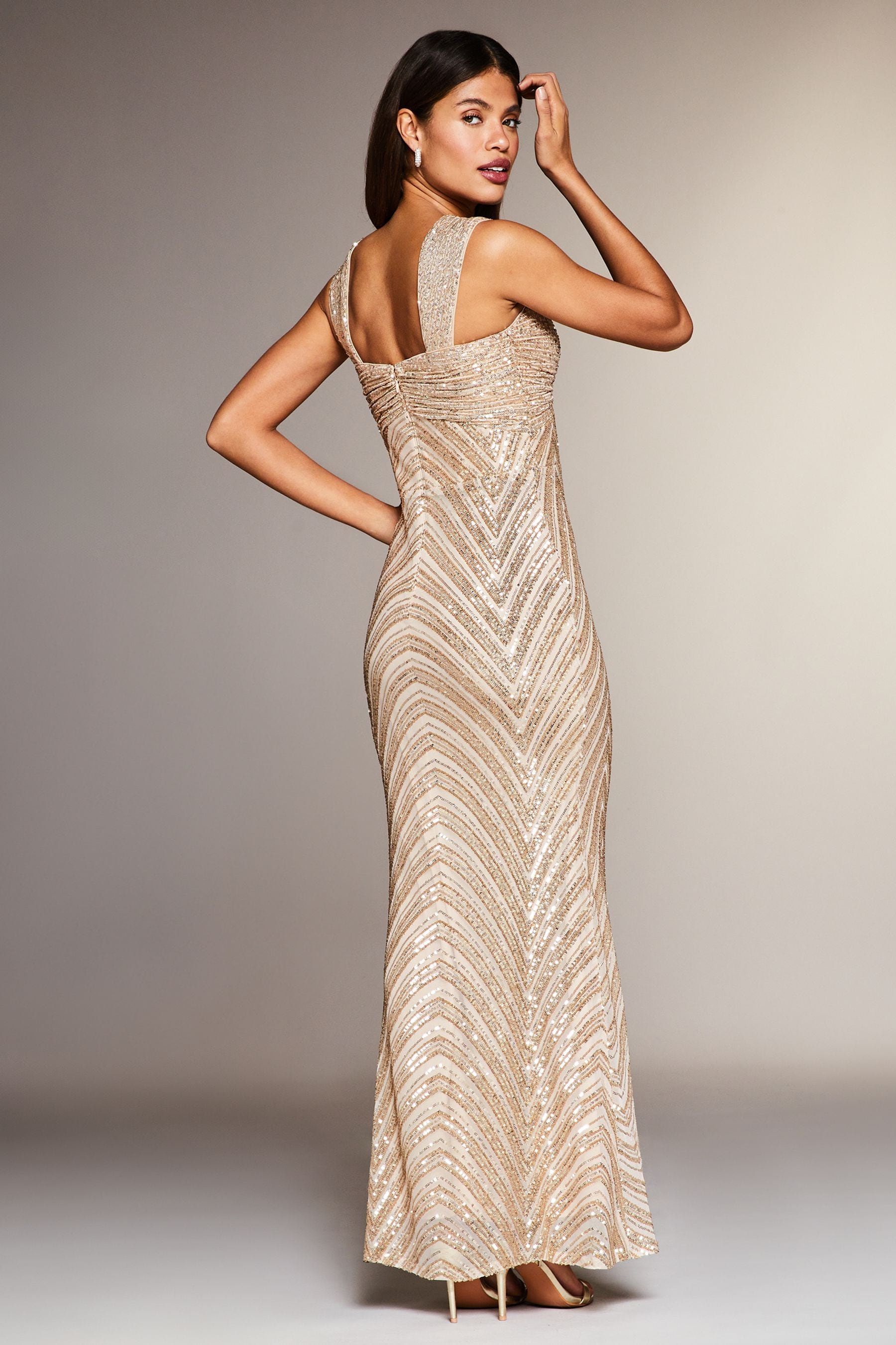 Buy Lipsy Premium Placed Sequin Ruched Bust Maxi Dress from Next Ireland