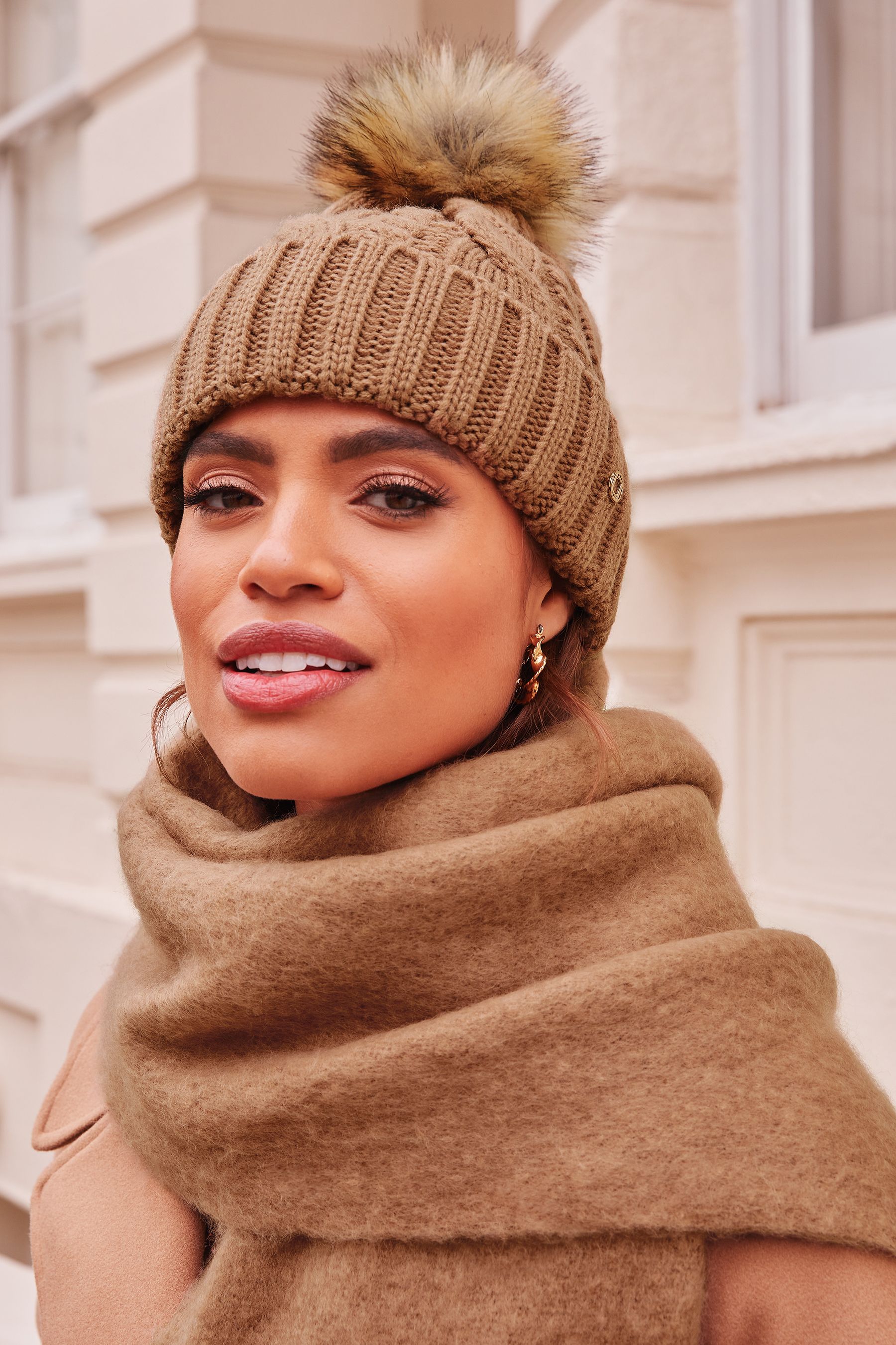 Buy Lipsy Camel Cosy Cable Bobble Hat from the Next UK online shop