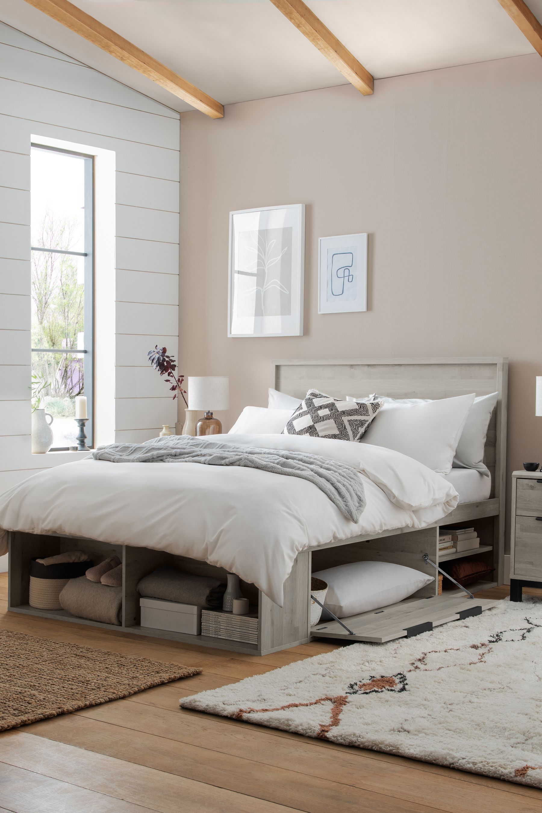 Buy Grey Oak Effect Bronx Platform Bed Frame with Storage from the Next ...