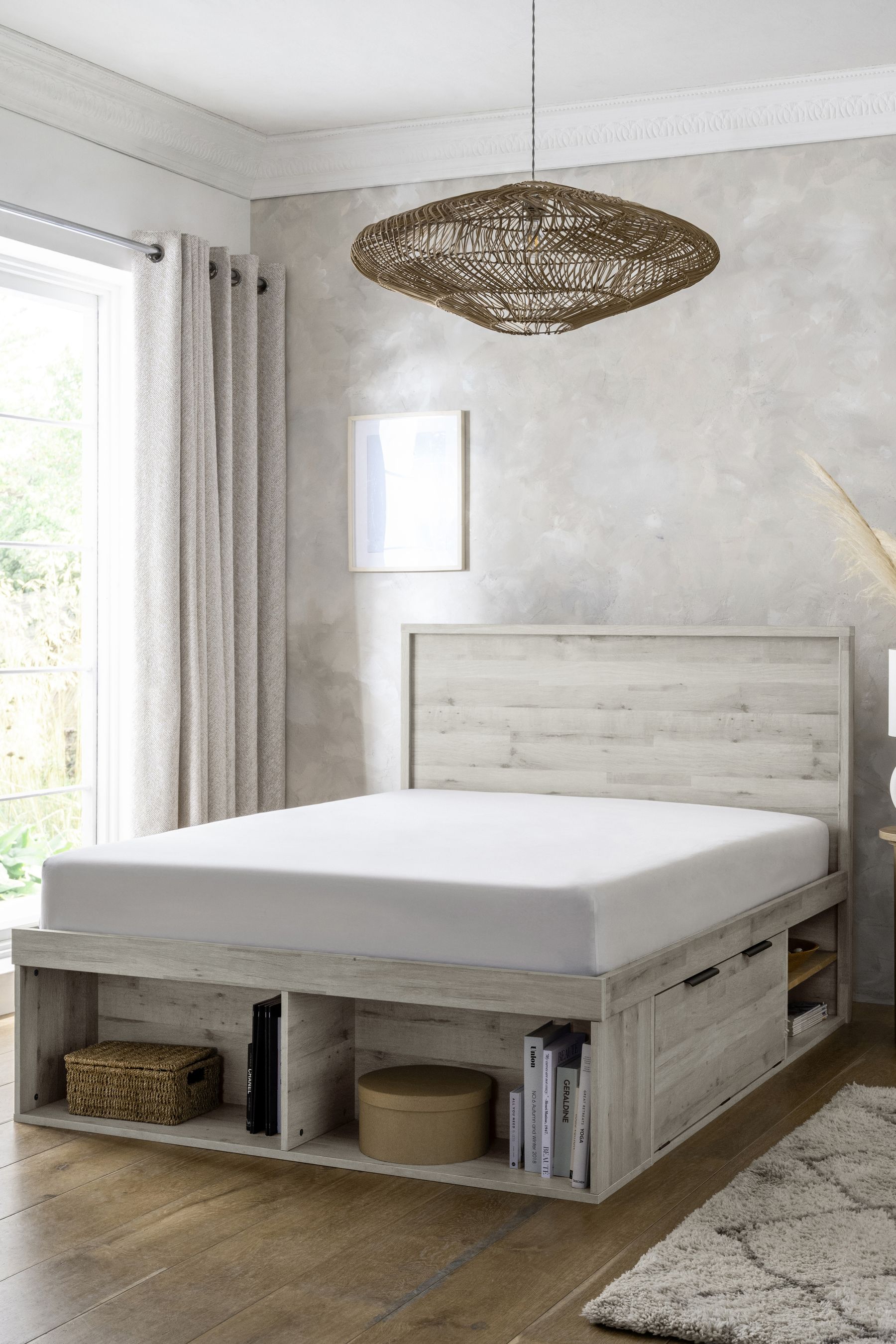 Buy Grey Oak Effect Bronx Platform Bed Frame with Storage from the Next ...