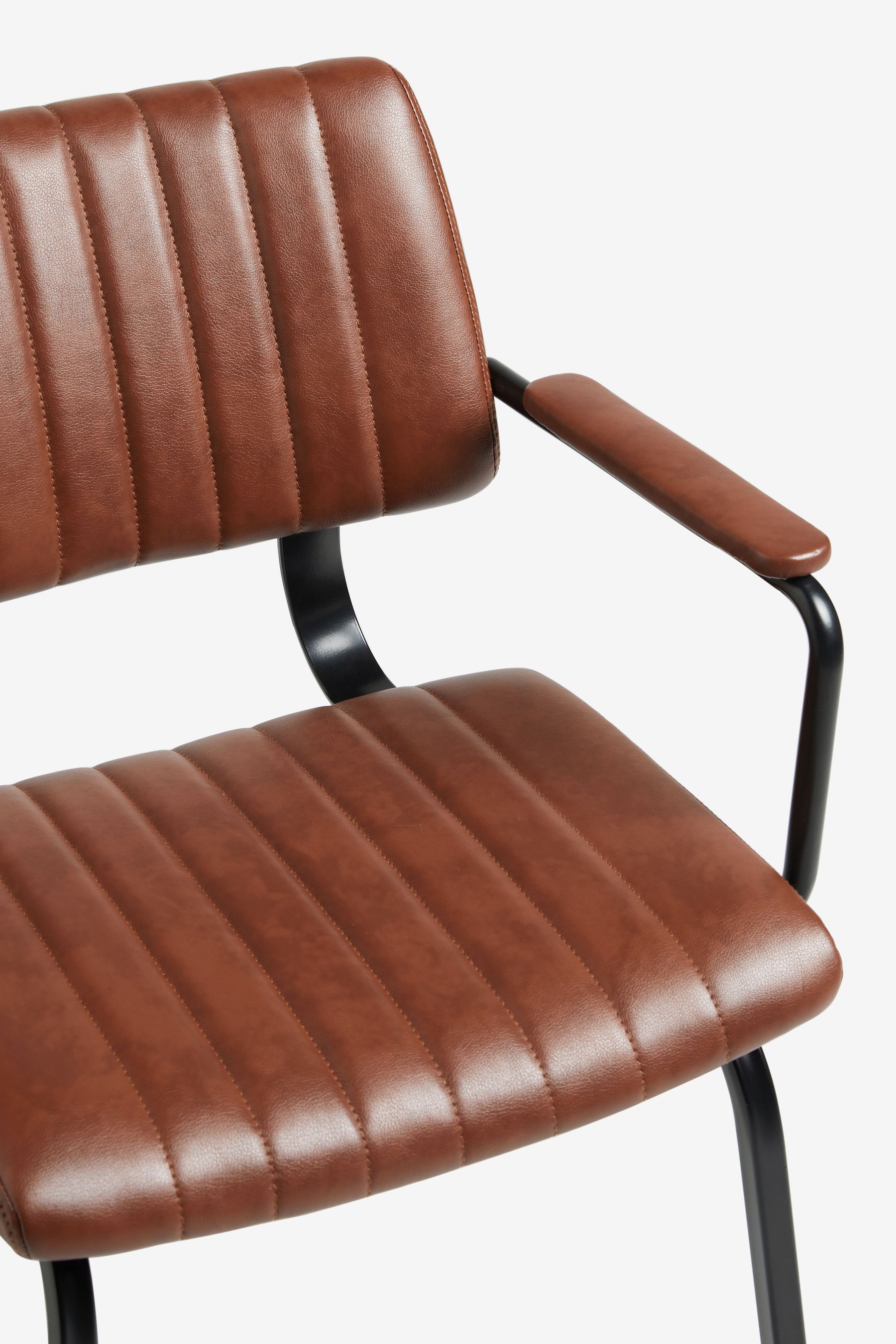 Buy Set of 2 Faux Leather Tan Brown Aiden Arm Dining Chairs from the ...