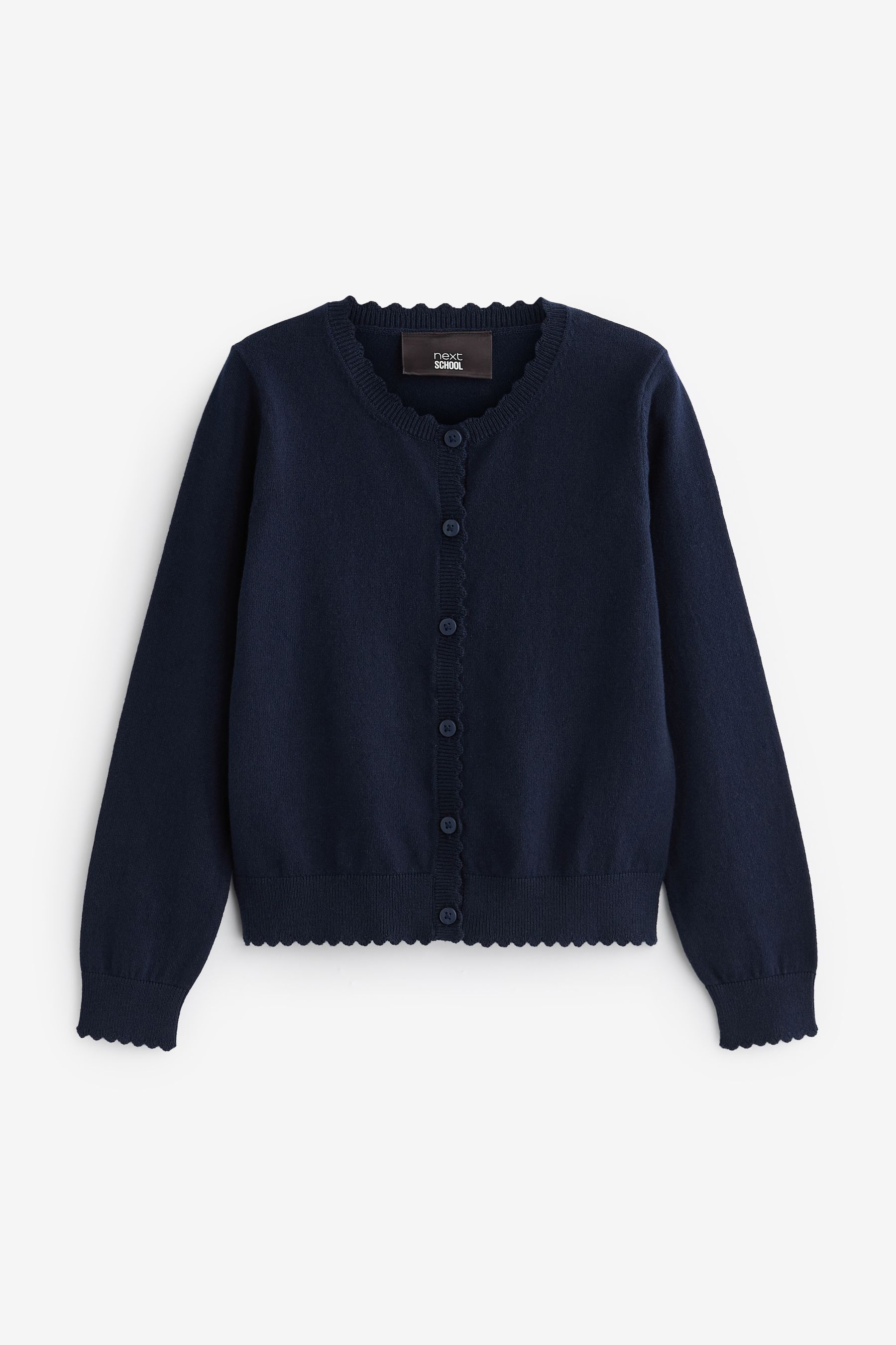 Buy Navy Blue Cotton Rich Scalloped Edge School Cardigan (3-16yrs) from ...