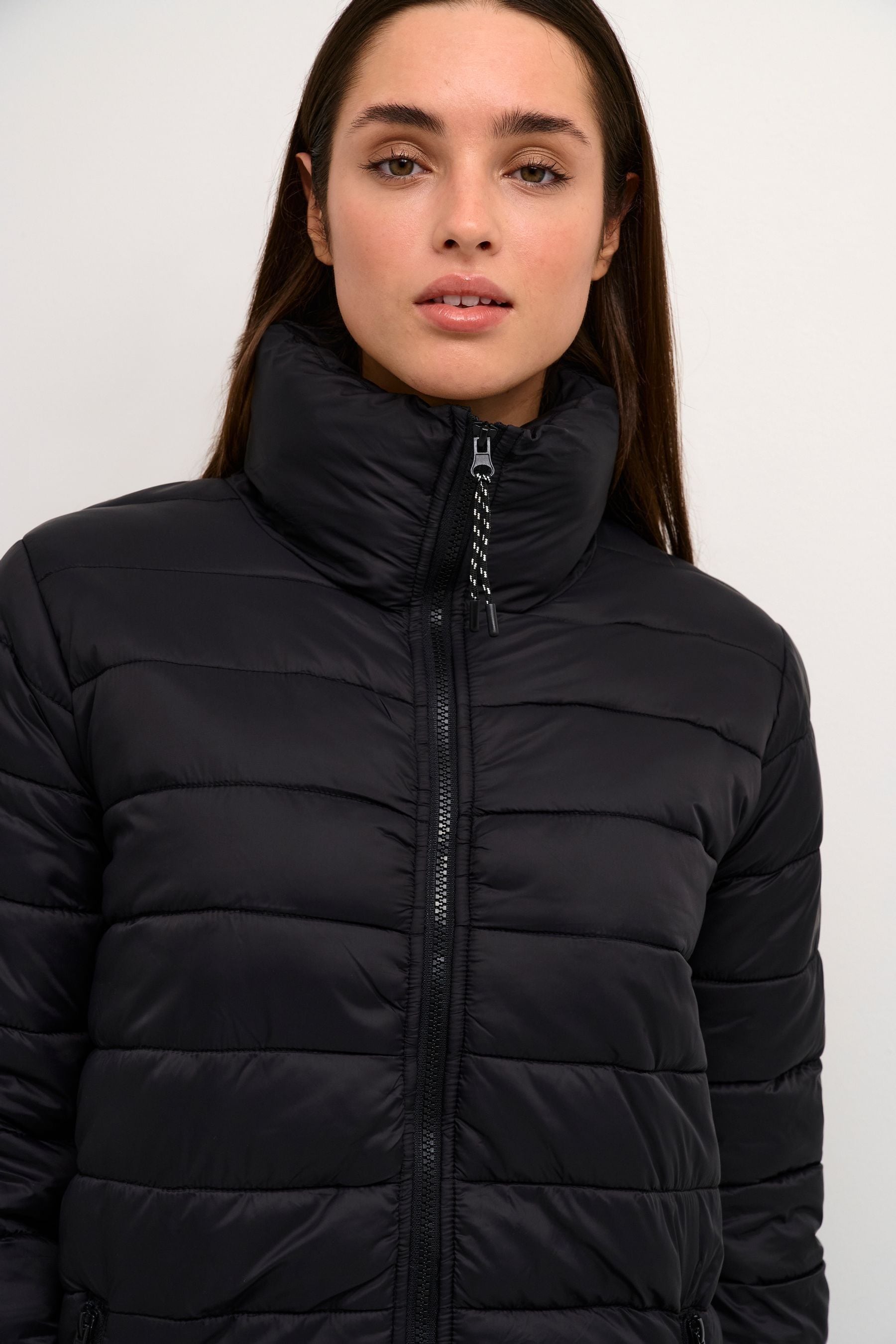 Buy Kaffe Lira Zipped Long Puffer Black Jacket from the Next UK online shop