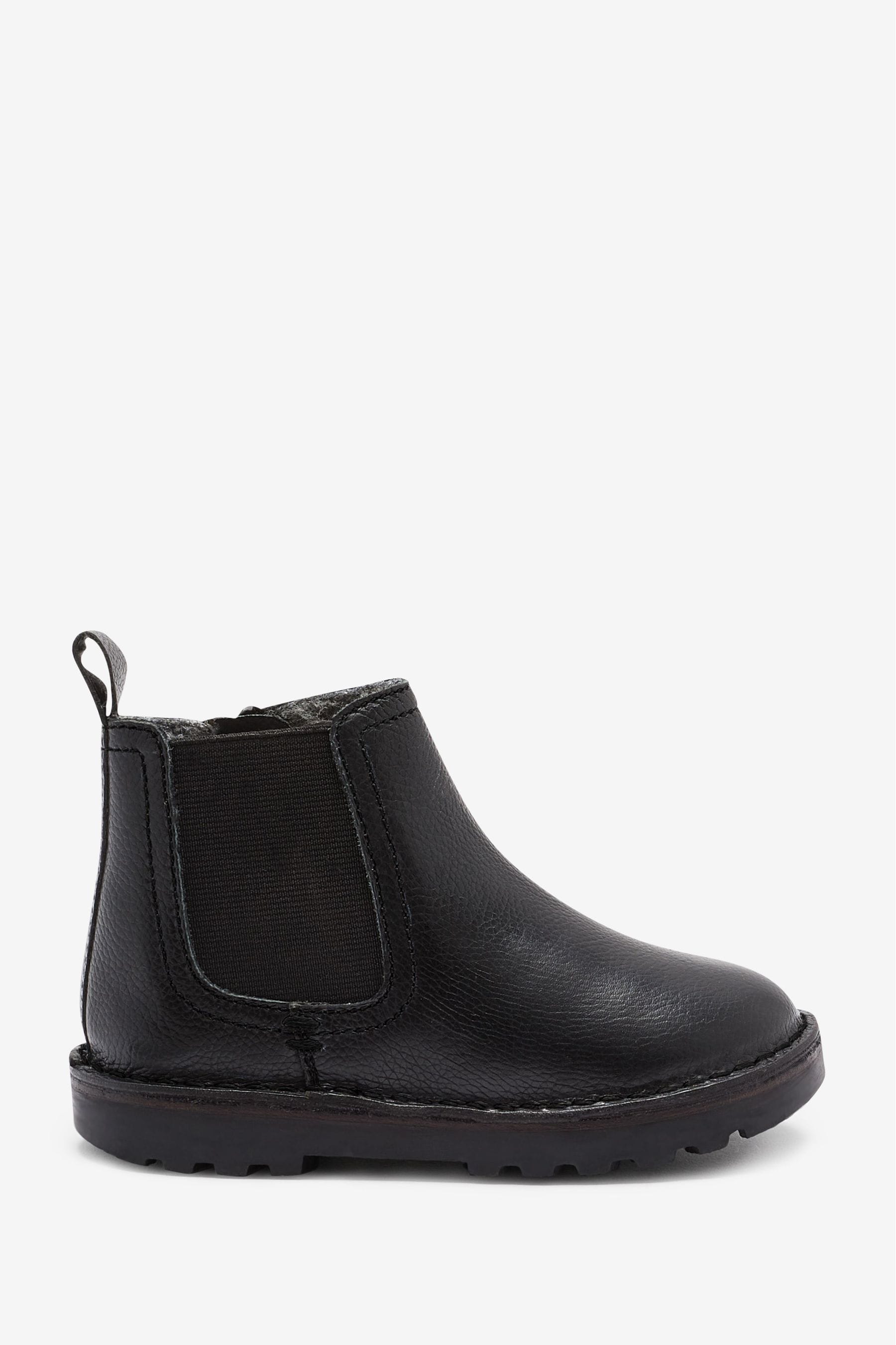 Buy Black Standard Fit (F) Warm Lined Leather Chelsea Boots from the ...