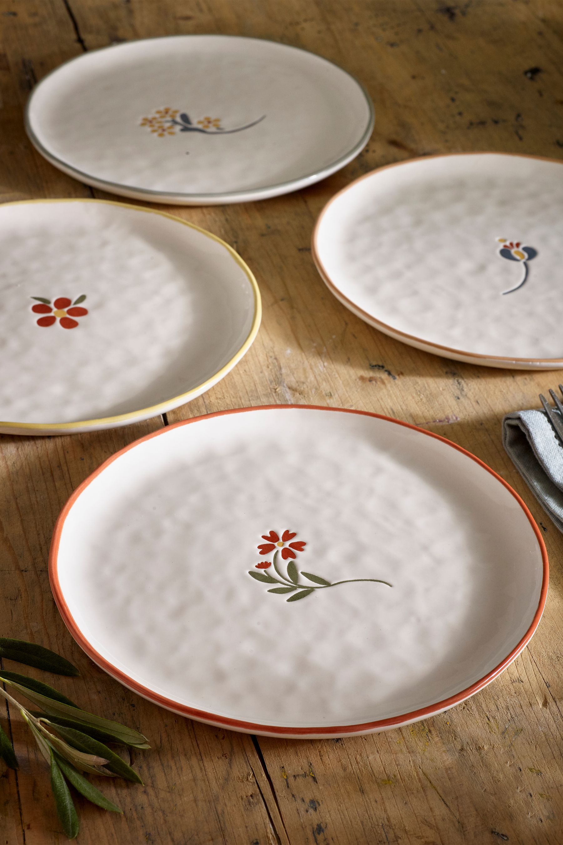 Buy Set of 4 Multi Flower Organic Shaped Side Plates from Next Ukraine