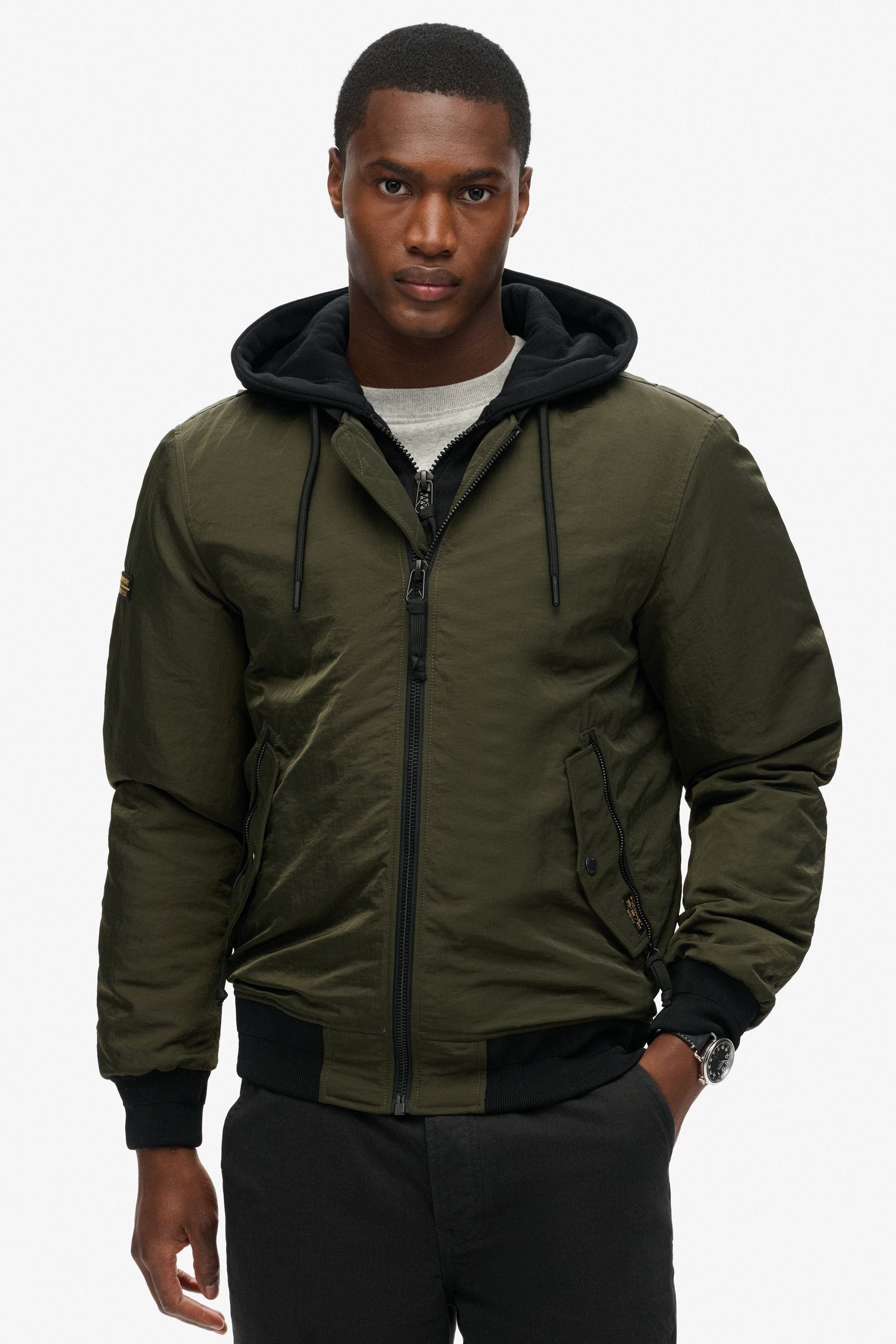 Buy Superdry Green Military Hooded MA1 Bomber Jacket from the Next UK ...