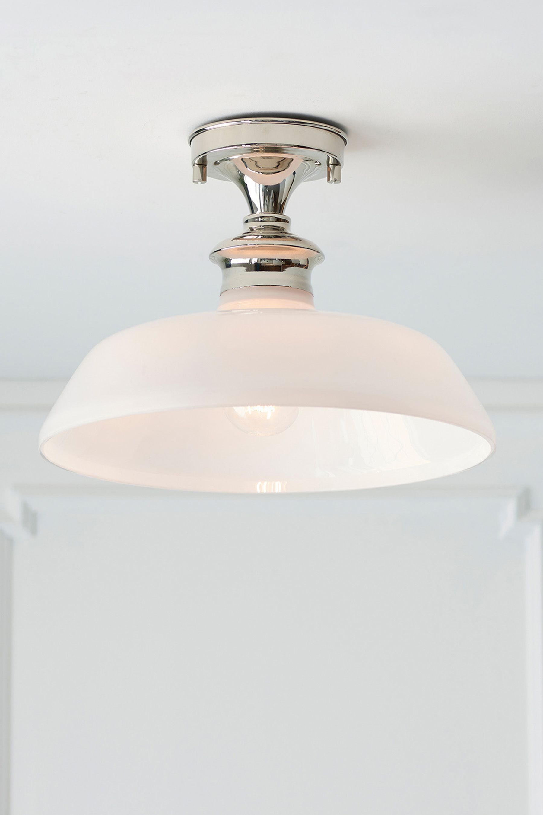 Buy Gallery Home Silver Burnaby Nickel and Opal 1 Bulb Ceiling Light ...