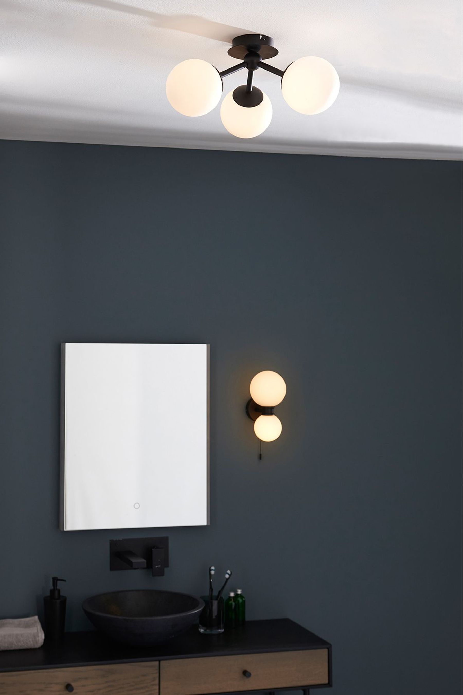 Buy Gallery Home Black Kent 3 Bulb Bathroom Ceiling Light from the Next ...