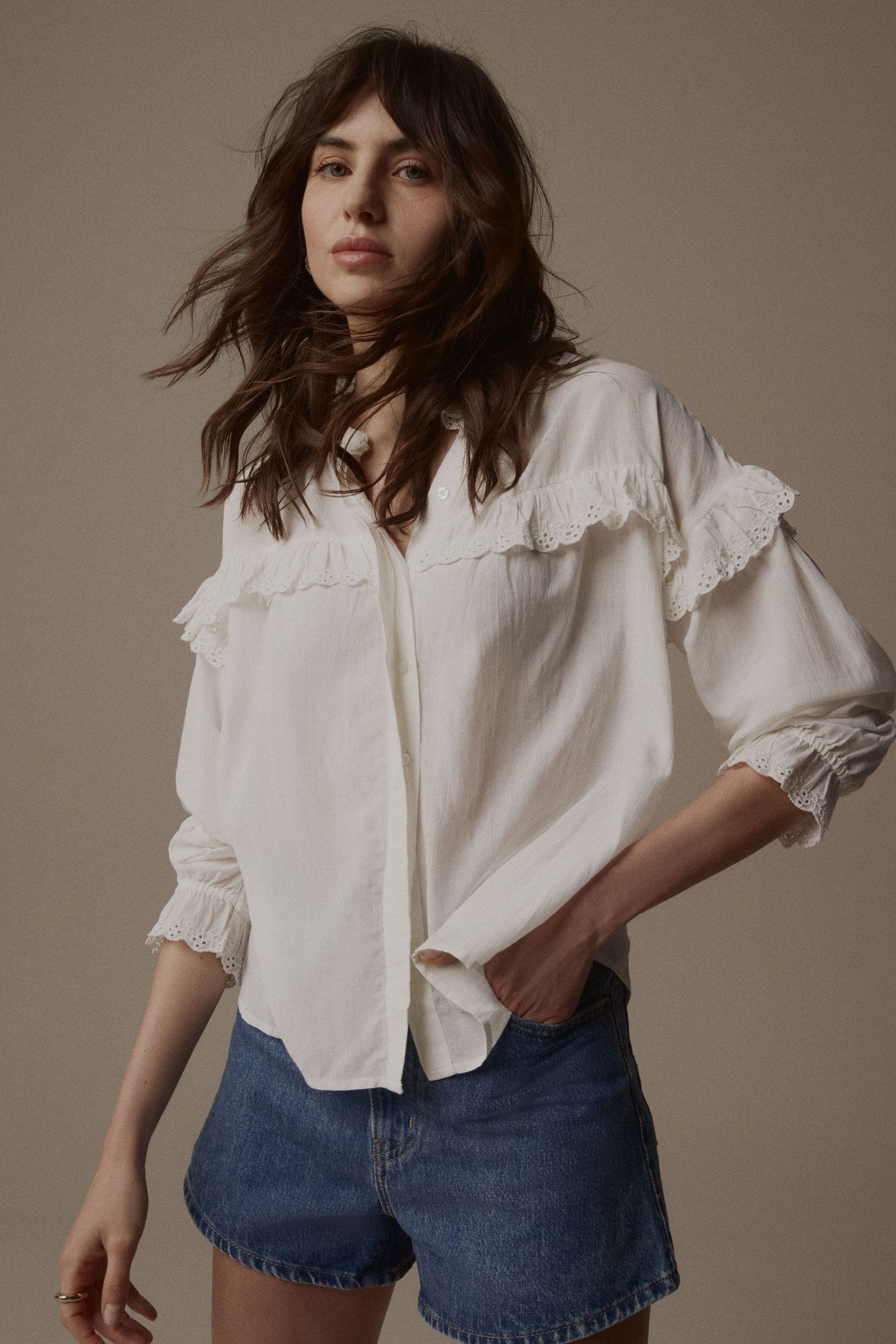 Buy Laura Ashley Ecru Broderie Trim Blouse from Next Ireland