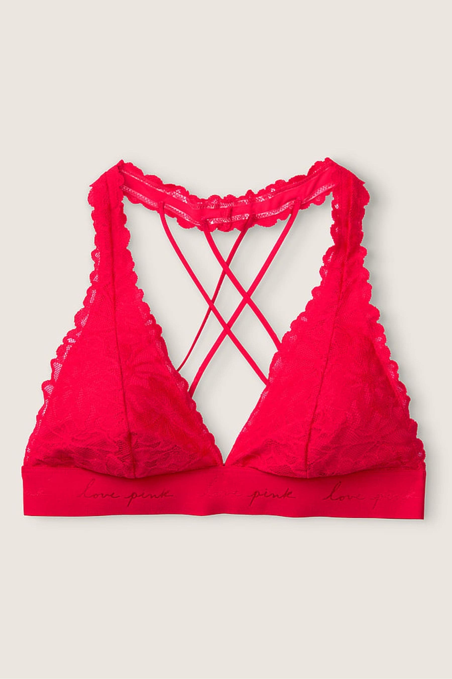 Buy Victorias Secret Pink Lace Halter Bralette From The Victorias