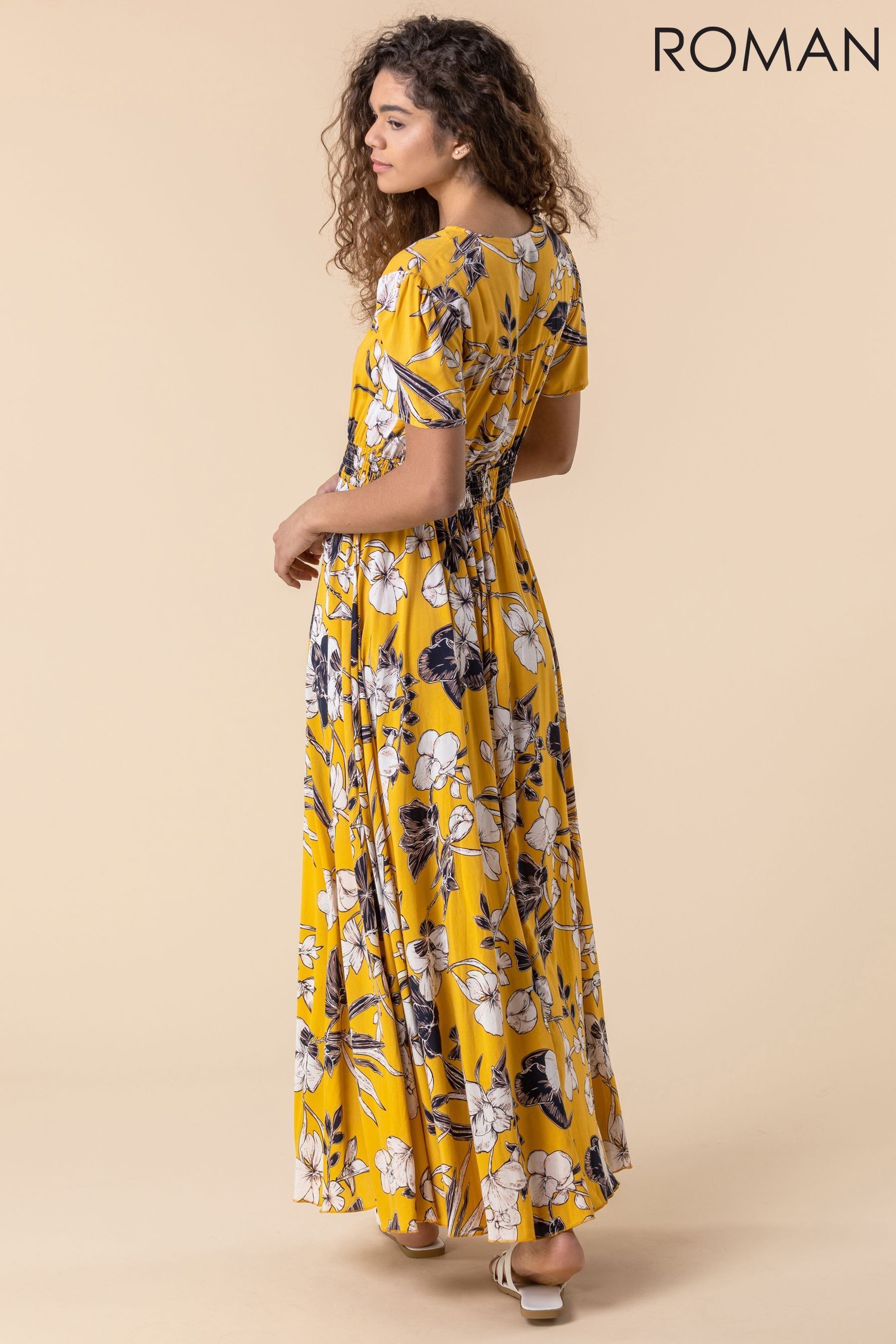 Buy Roman Floral Print Shirred Waist Maxi Dress from the Next UK online ...