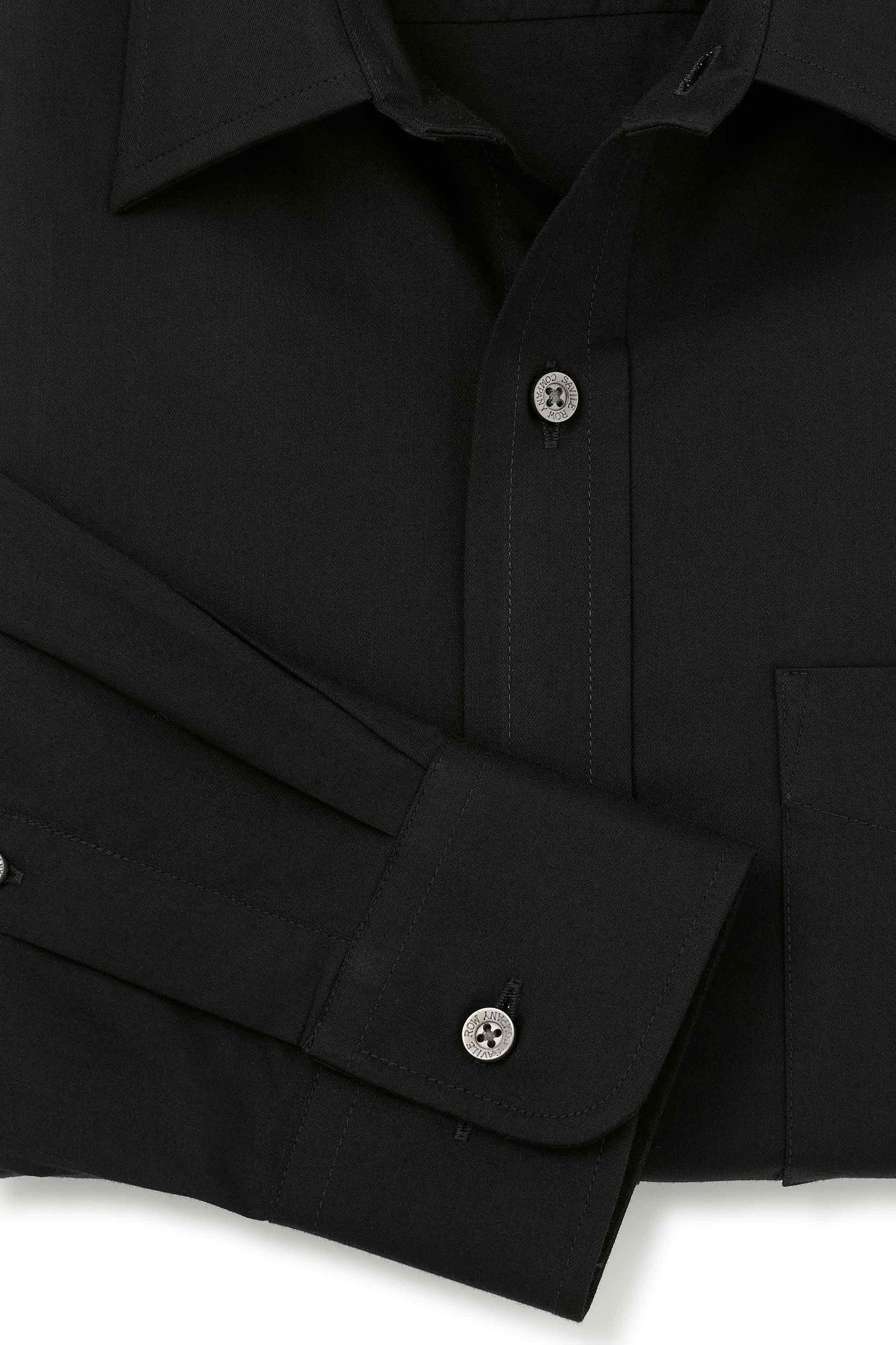 Buy Savile Row Company Twill Classic Fit Single Cuff Formal Black Shirt ...