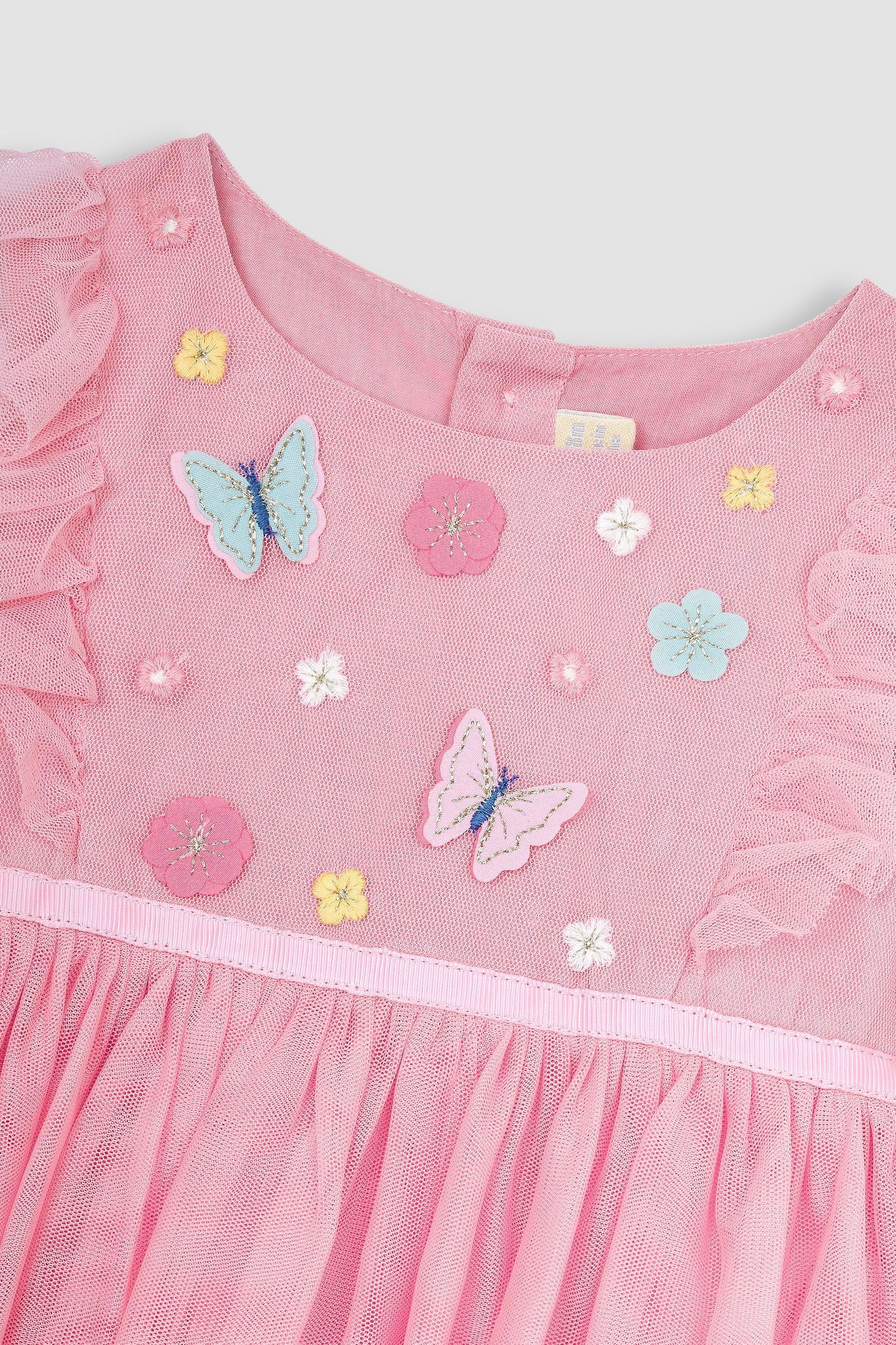 Buy JoJo Maman Bébé Pink Butterfly Floral Tulle Pretty Party Dress from ...