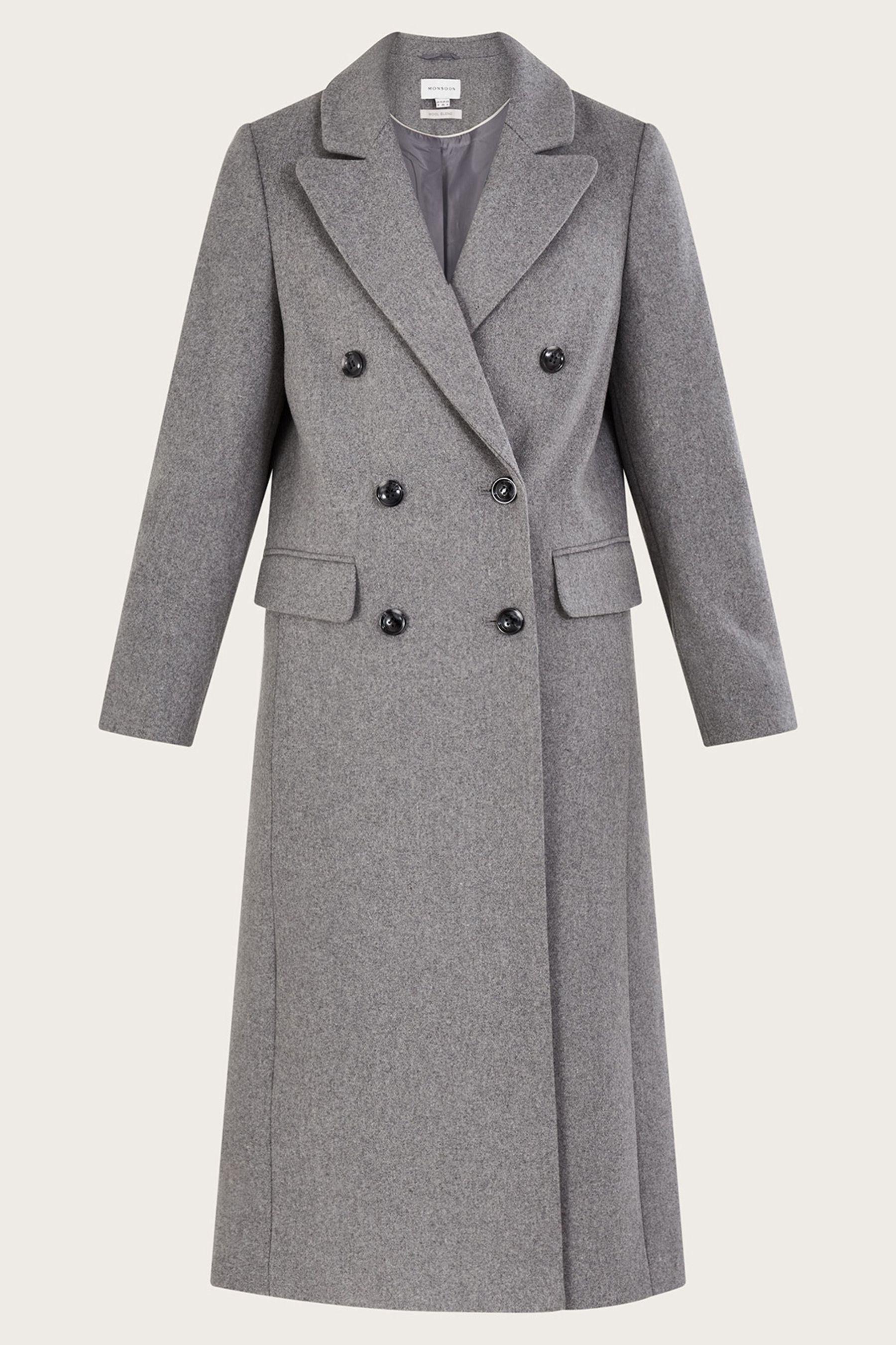 Buy Monsoon Grey Fay Double Breasted Coat from Next Ireland