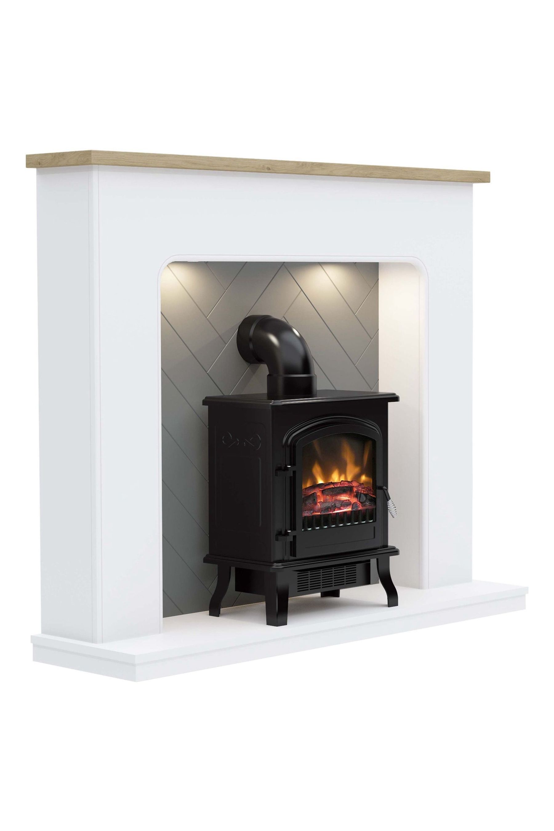 Buy Be Modern White Sennen 54 Timber Inglenook Herringbone Electric ...