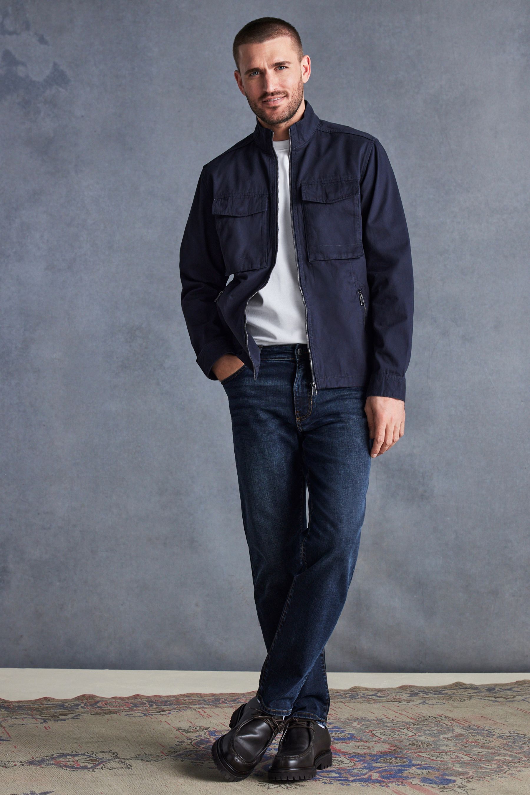 Buy Dark Blue Ink Straight Premium Heavyweight Signature Cotton Jeans ...