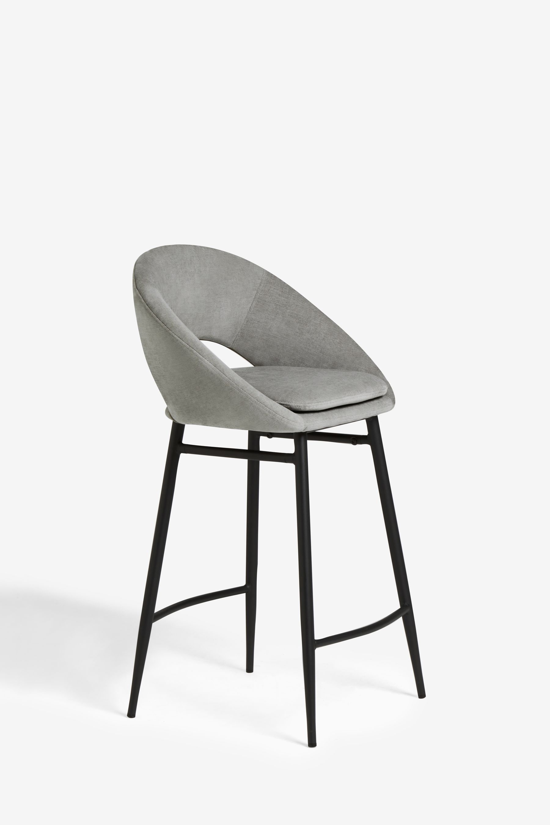 Buy Fine Chenille Mid Grey Black Leg Hewitt Fixed Height Bar Stool from ...