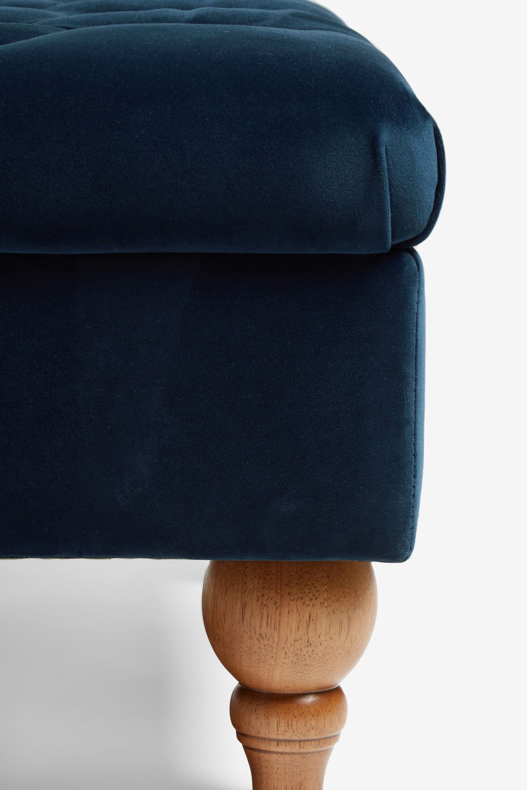 Buy Buttoned Soft Velvet Navy Blue Albury Large with Storage Footstool ...