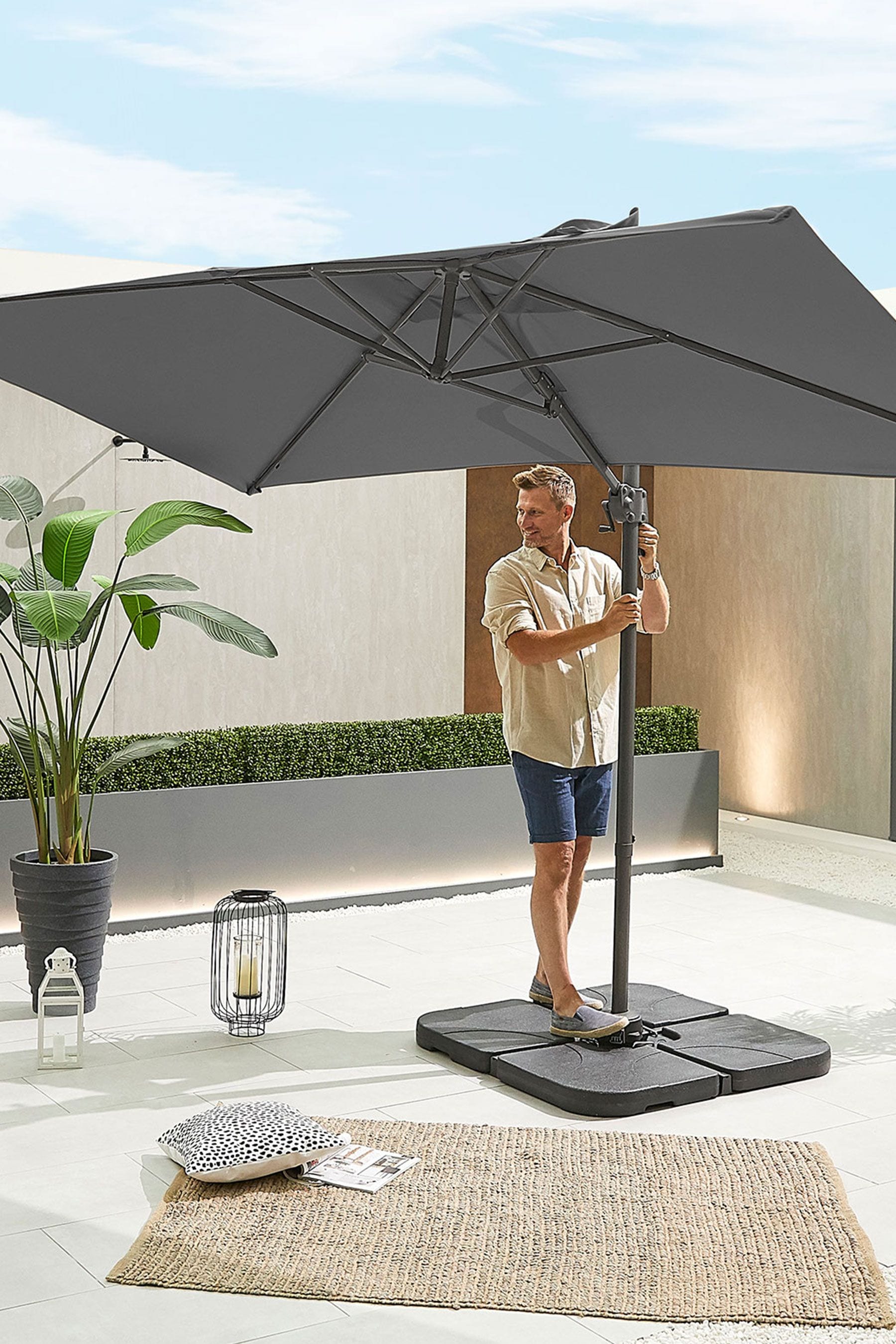 Buy Nova Outdoor Living Grey Apollo Cantilever Rectangular Parasol with ...