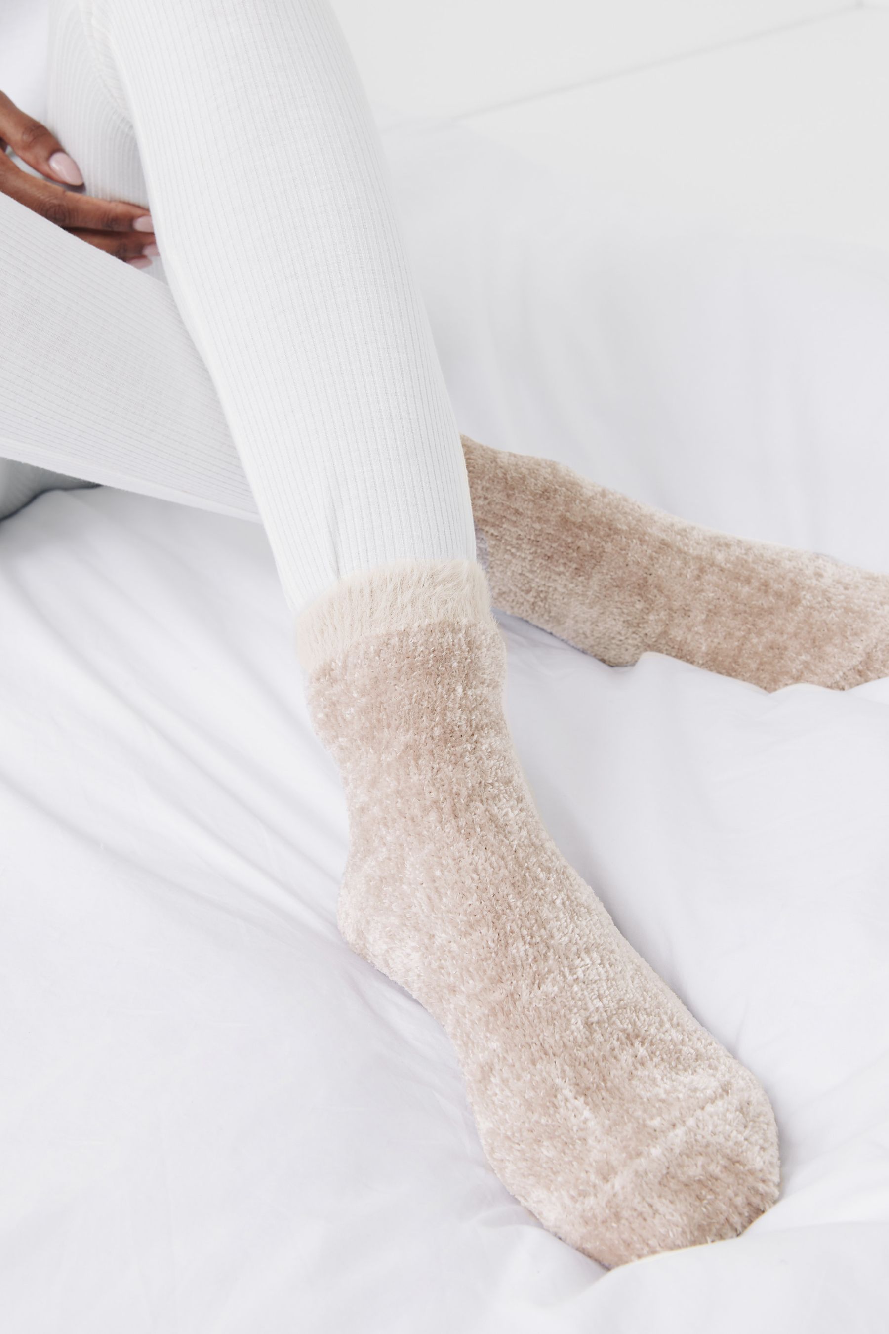 Buy Black/Neutral Velvet Cosy Socks 2 Pack from the Next UK online shop