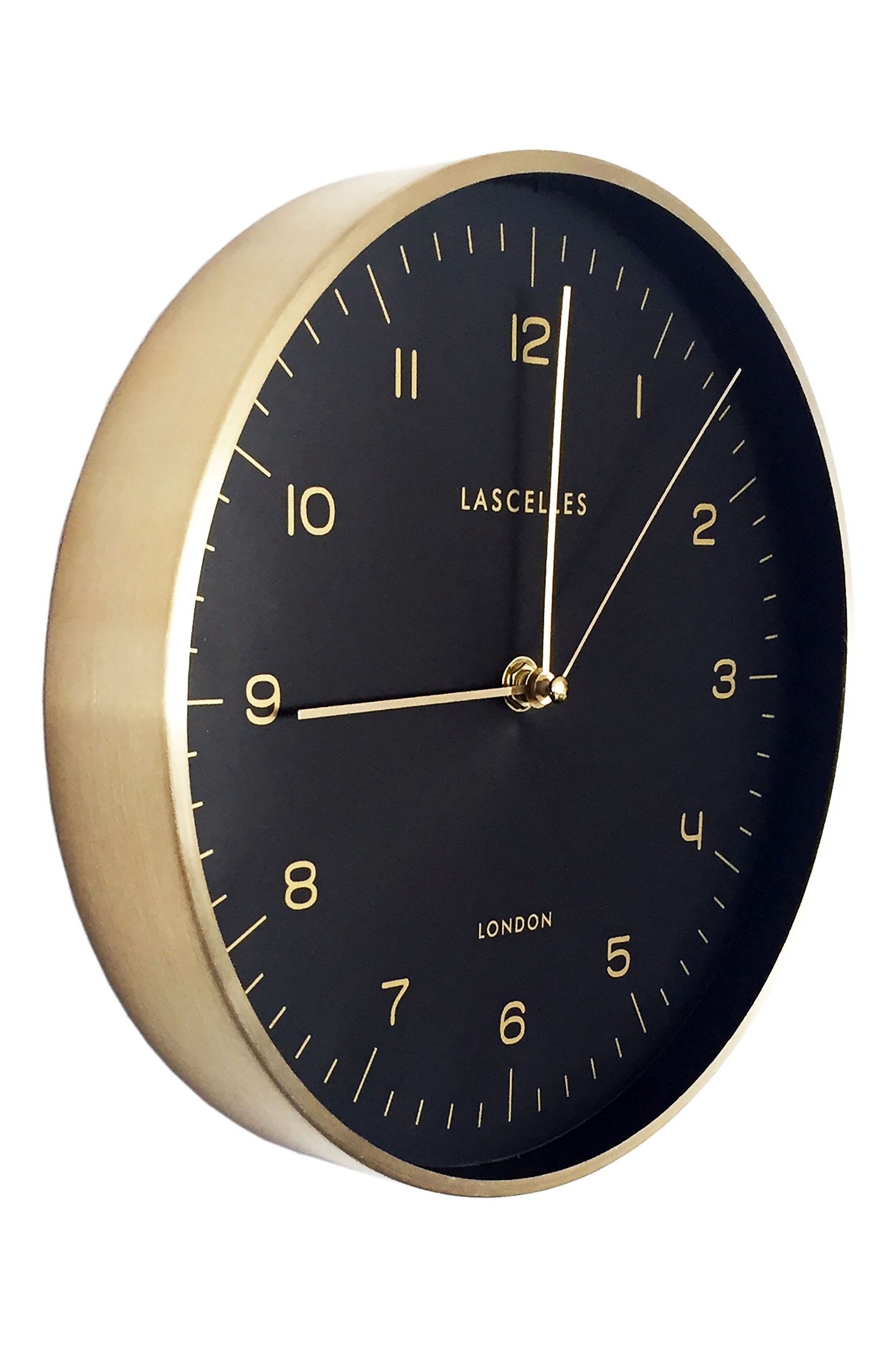 Buy Brookpace Lascelles Black Metal Cased Wall Clock with Black Dial ...