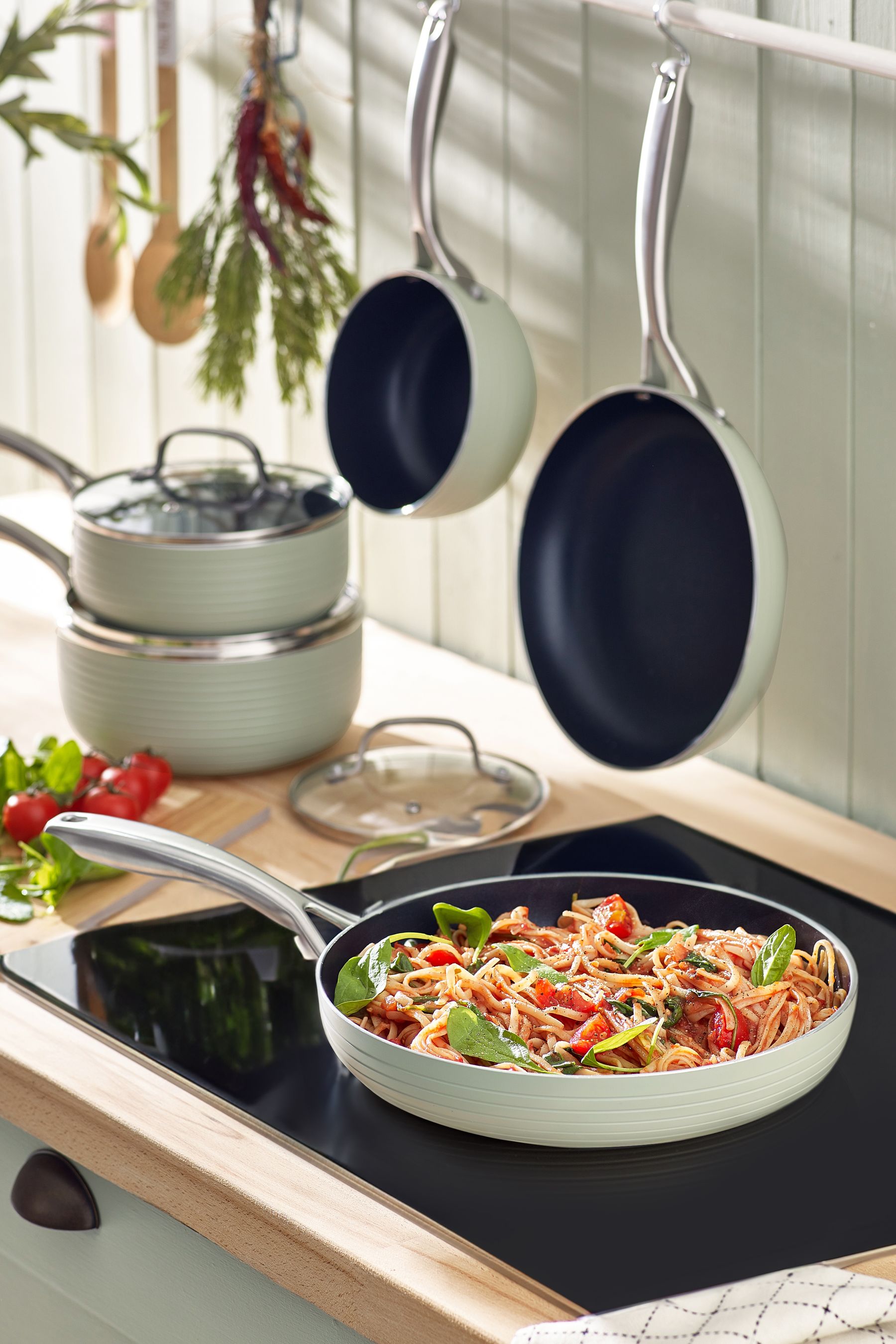 Buy 5 Piece Sage Green Non Stick Pan Set from the Next UK online shop