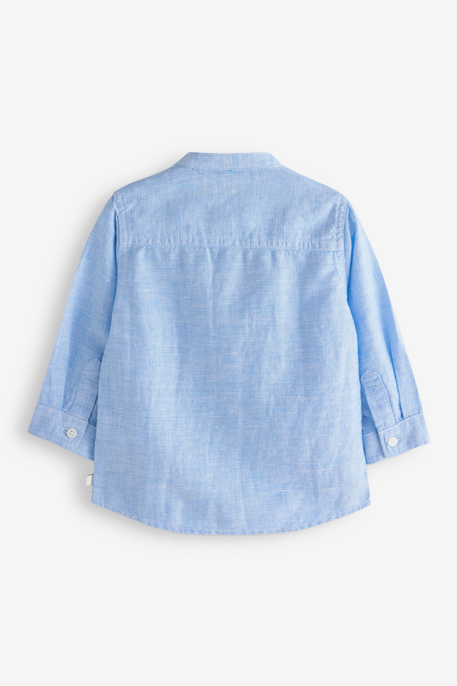 Buy Blue Grandad Collar Linen Mix Shirt (3mths-7yrs) from Next Australia