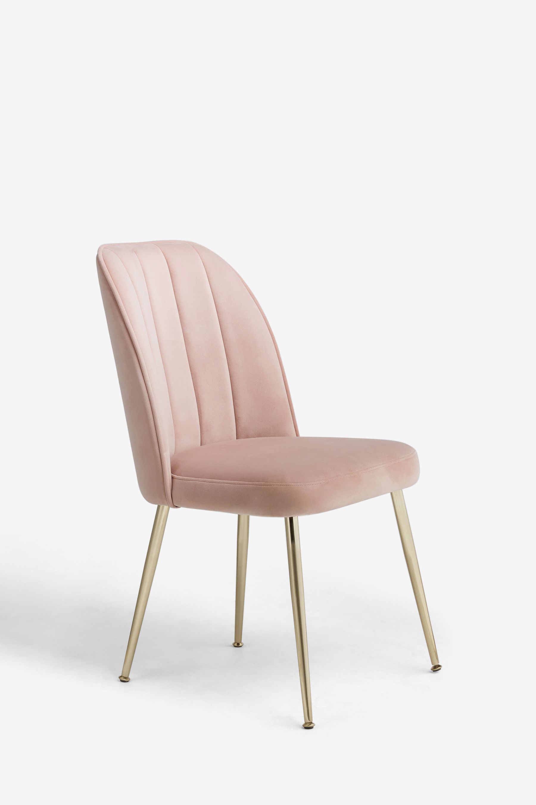 Buy Set of 2 Soft Velvet Blush Pink Brushed Gold Leg Stella Non Arm ...