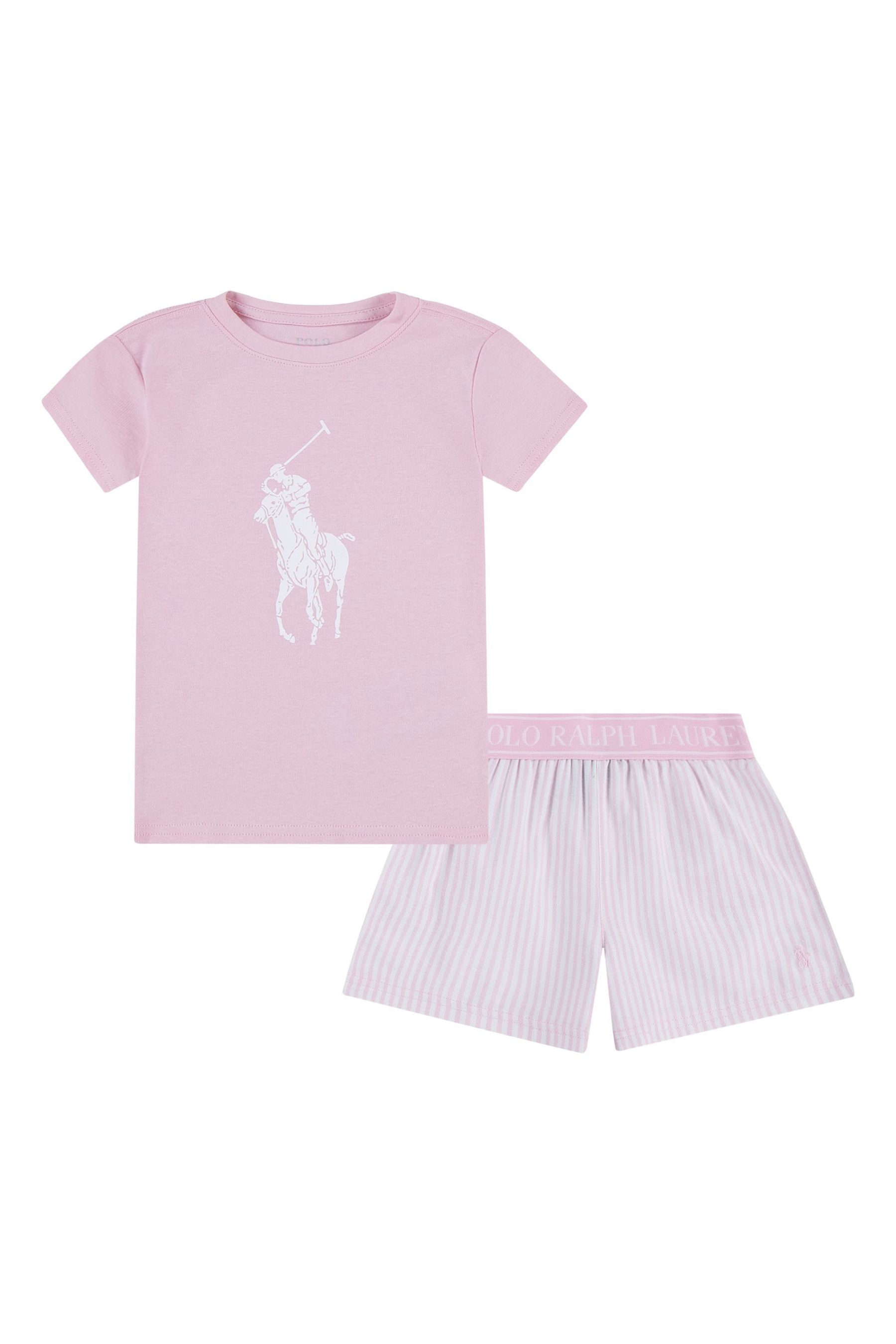 Buy Polo Ralph Lauren Pink Pony Logo T-Shirt And Shorts Pyjamas Set ...