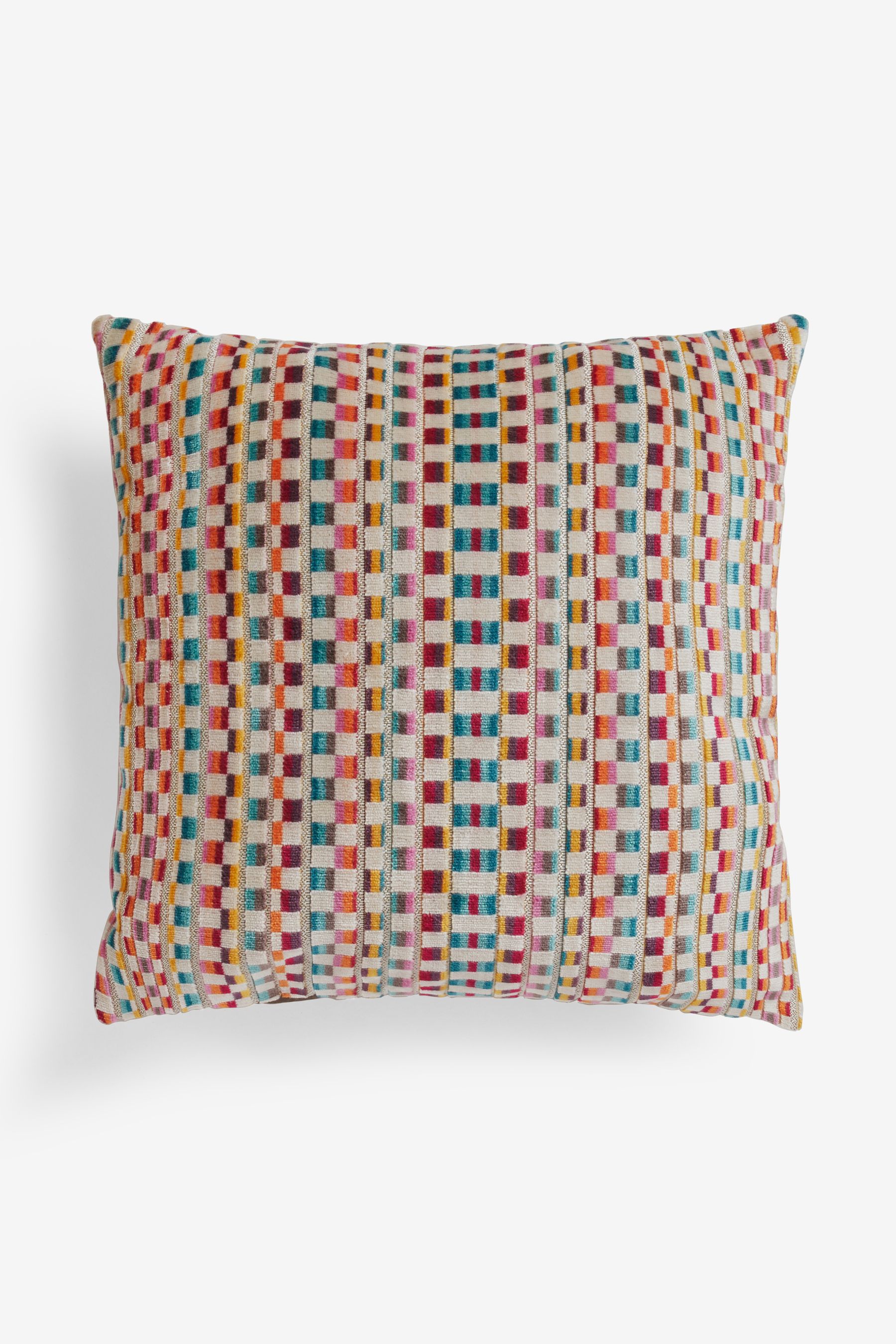 Buy Multi Bright 43 x 43cm Cut Velvet Multi Stripe Cushion from Next ...