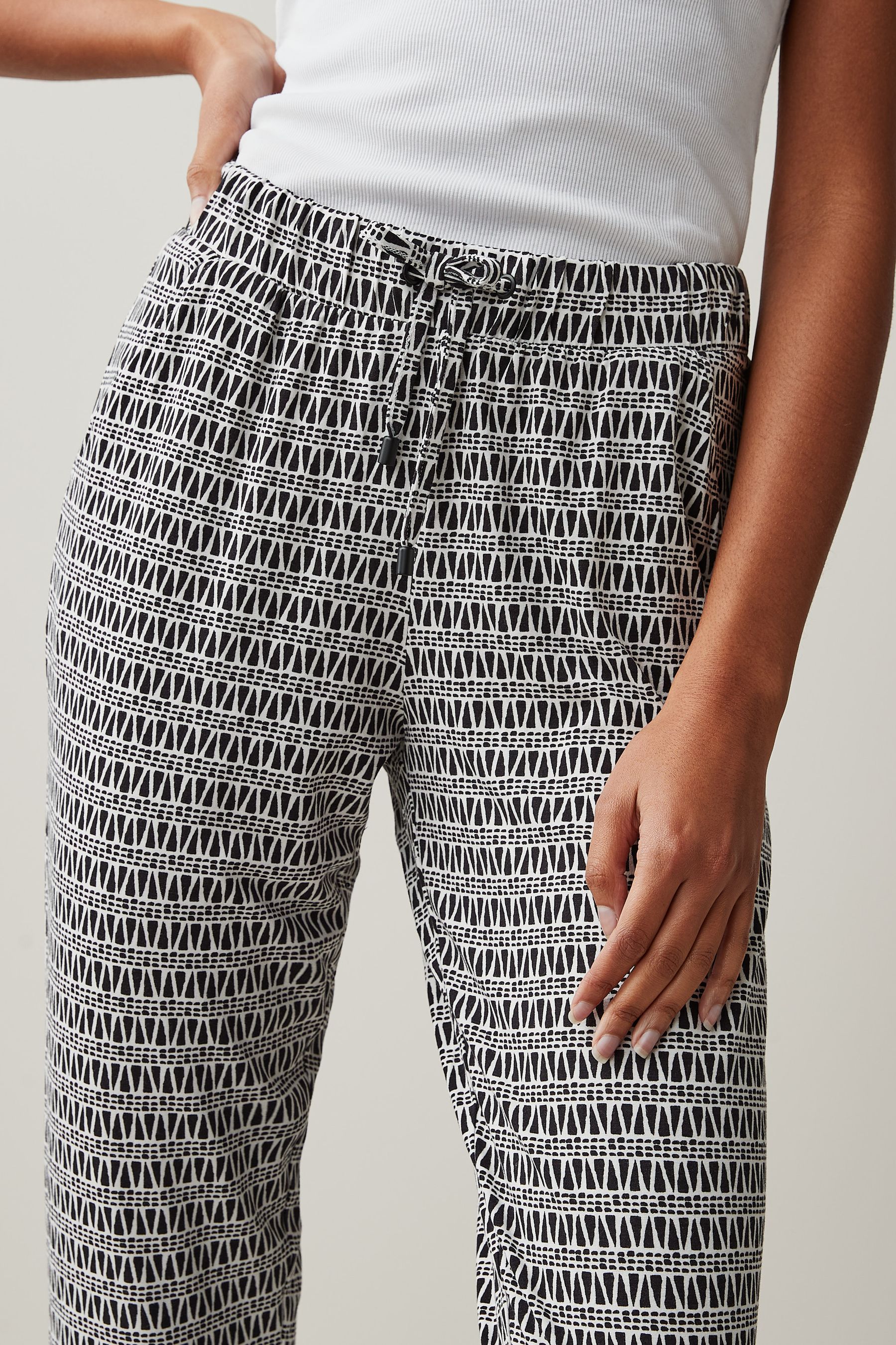 Buy Black/White Geo Print Jersey Joggers from the Next UK online shop