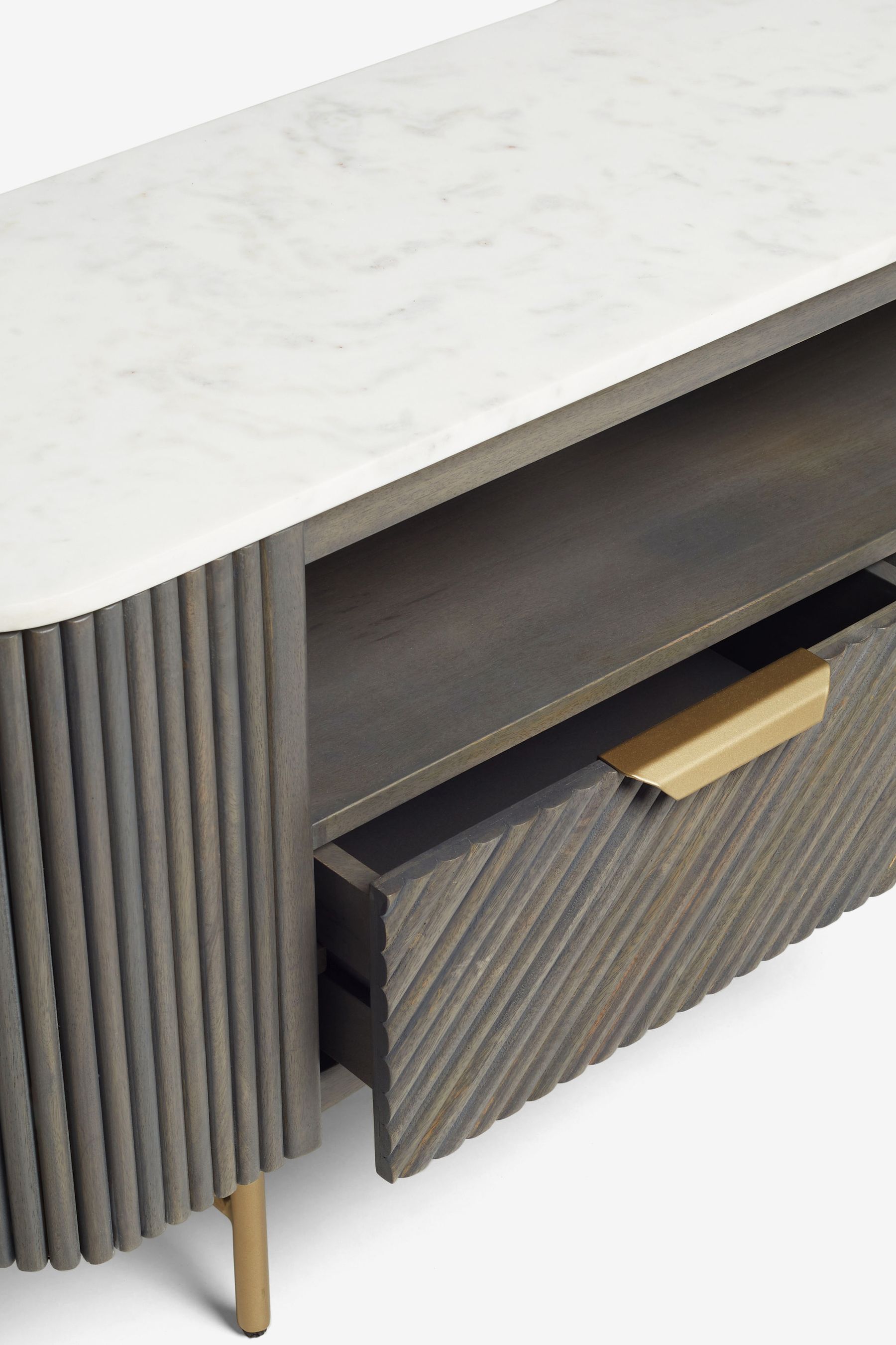 Buy Dark Grey Valencia Marble Mango Wood Up to 55 inch TV Unit from the ...