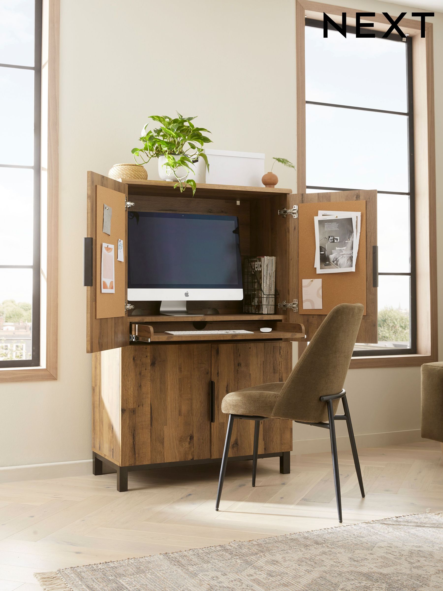 Hidden desk cupboard store