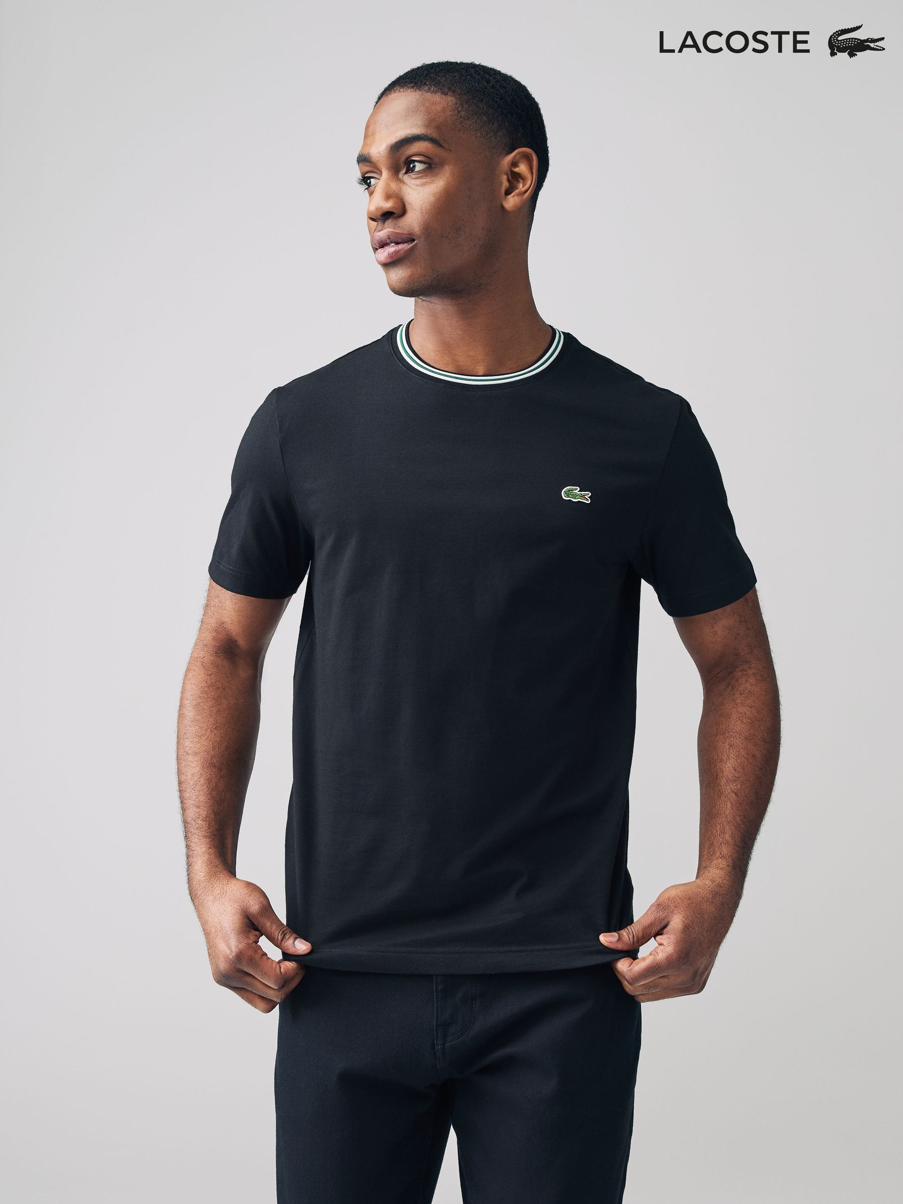 Men s Lacoste Black Single Short Sleeve Tops Next Luxembourg