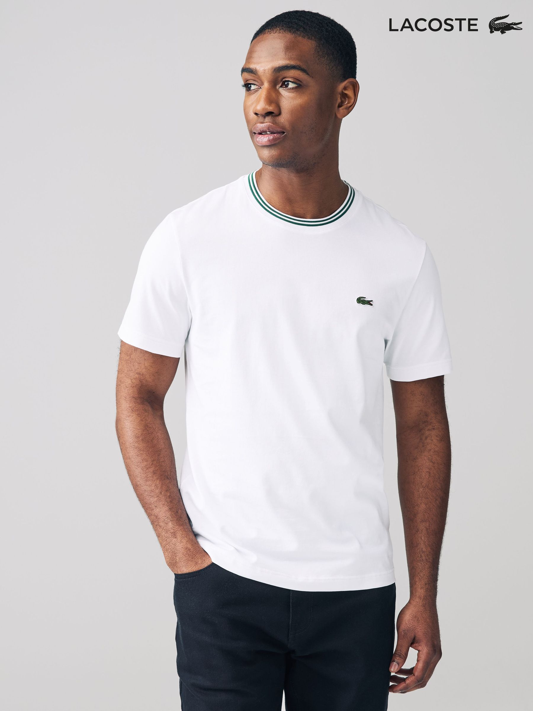 Men s Lacoste White Single Plain Tops Next Luxembourg