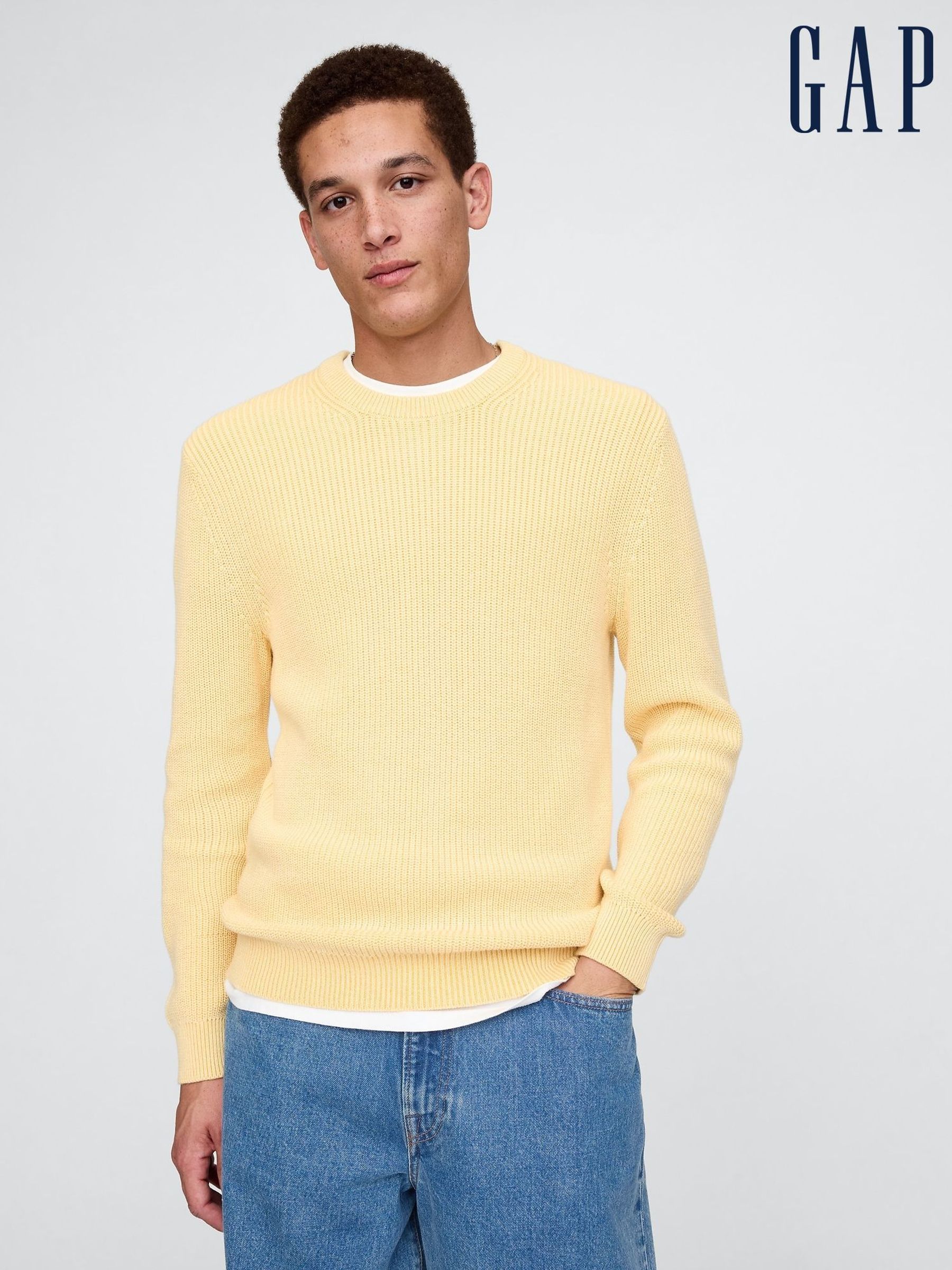 Mens Yellow Jumpers Yellow Crew Ribbed Crew Neck Jumpers Next Luxembourg