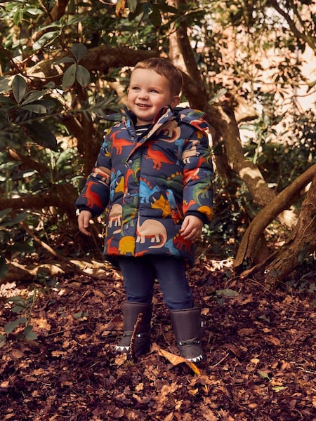 Denim Blue Dinosaur Character Puffer Jacket (267962) | £29