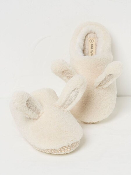 Ivory Bunny Slipper Mules (AB4490) | £35