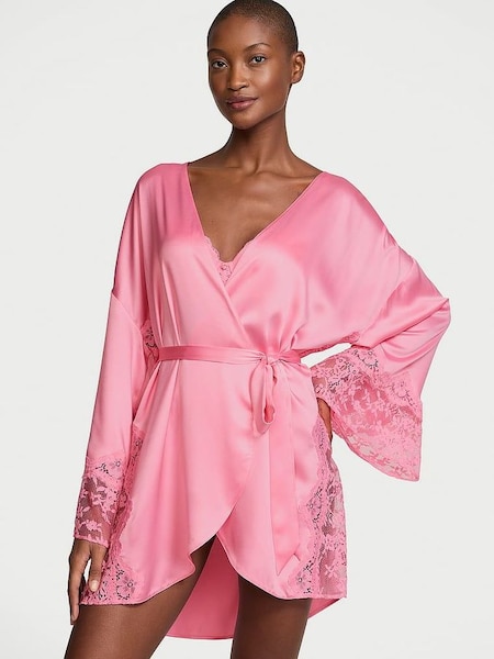 Pink Hope Satin Lace Trim Robe (AC5276) | £69